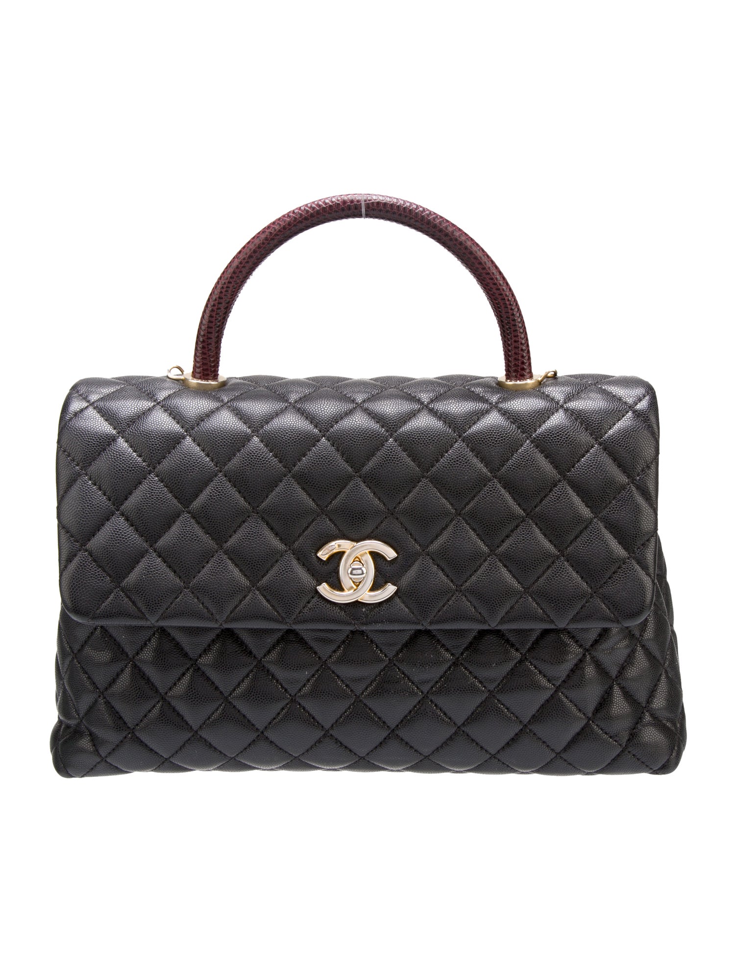 Chanel Lizard-Trimmed Large Coco Handle Bag - Black Handle Bags ...