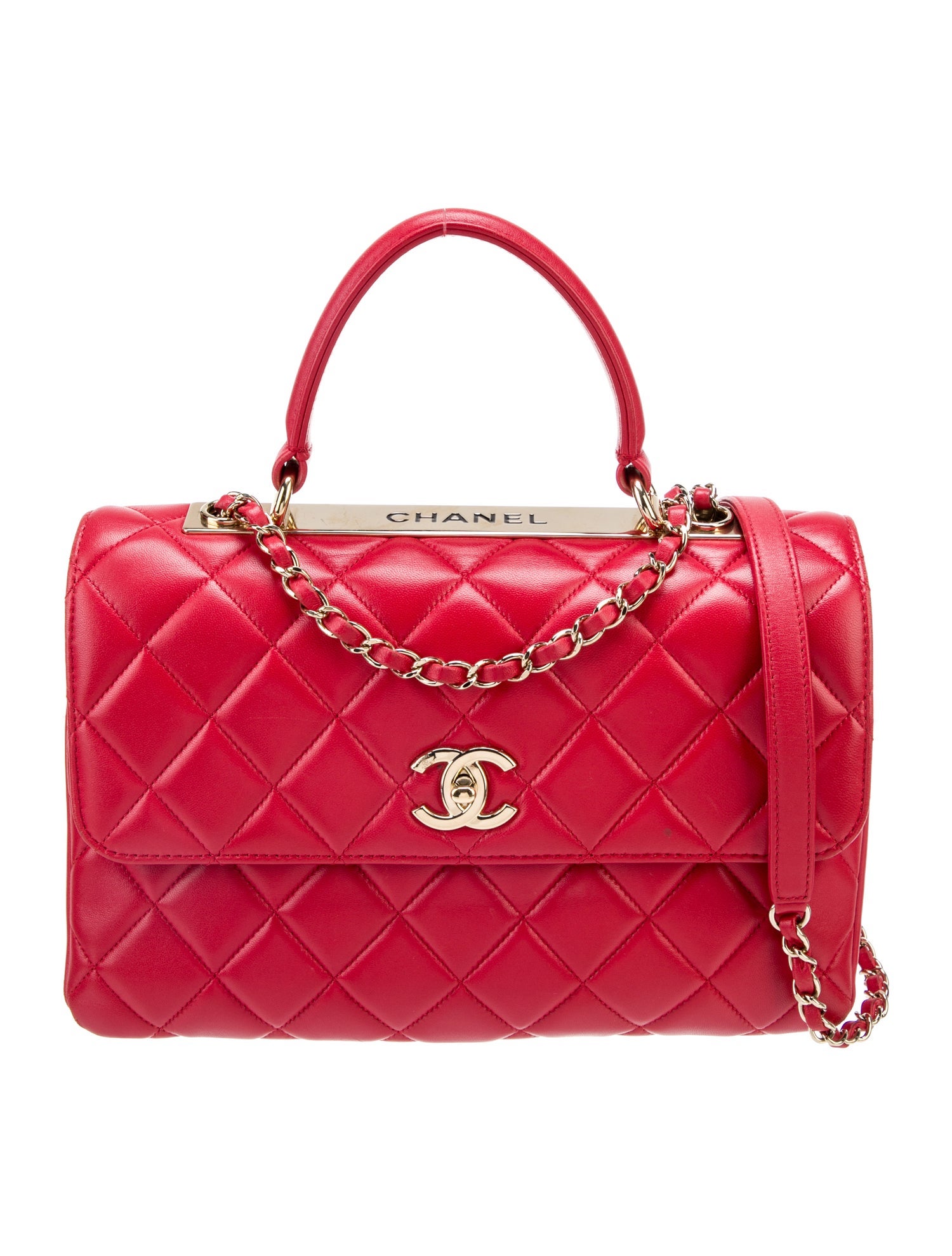Chanel Medium Trendy CC Top Handle Bag - Red Handle Bags, Handbags ...