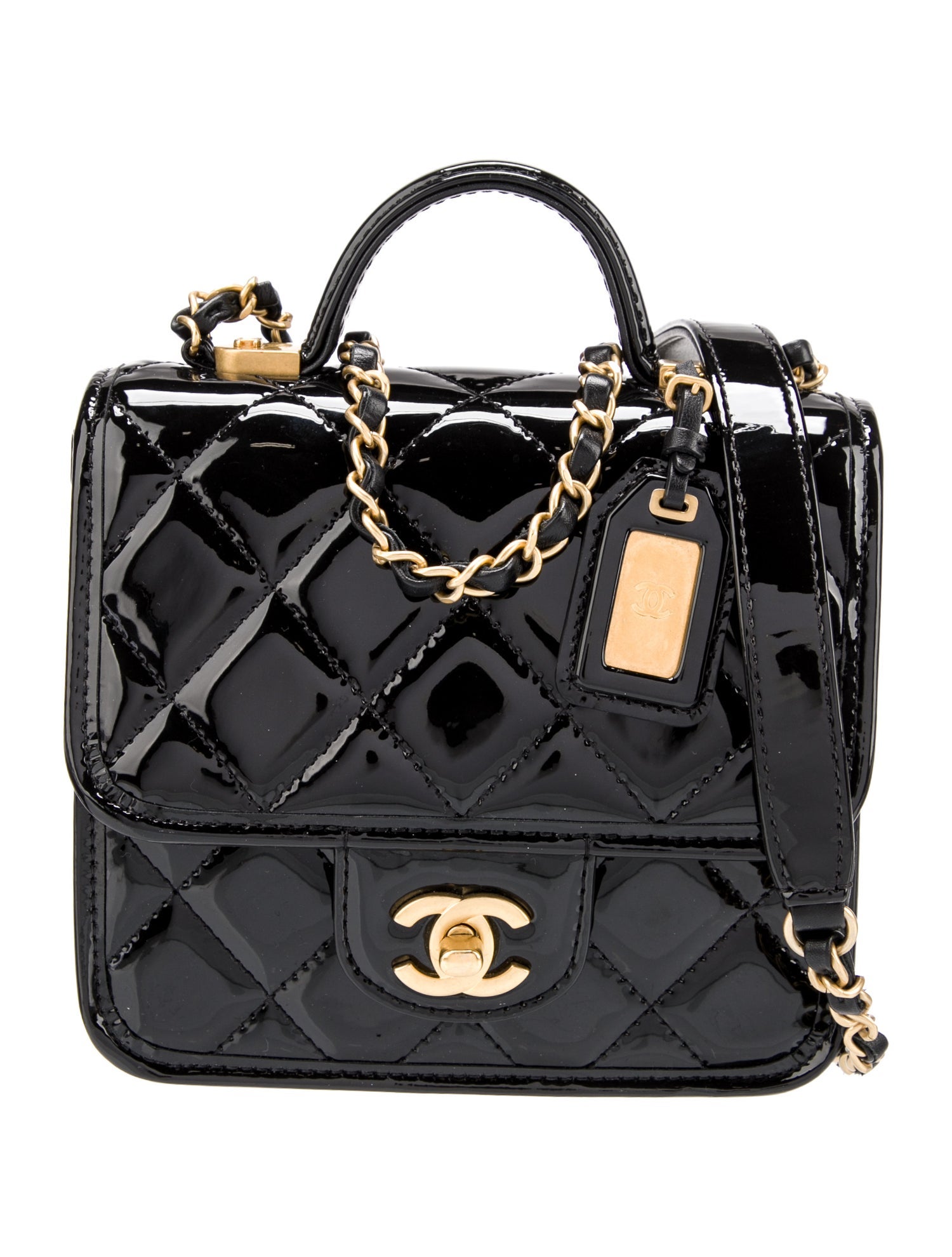 Chanel Mini Patent School Memory Bag - Black Handle Bags, Handbags ...