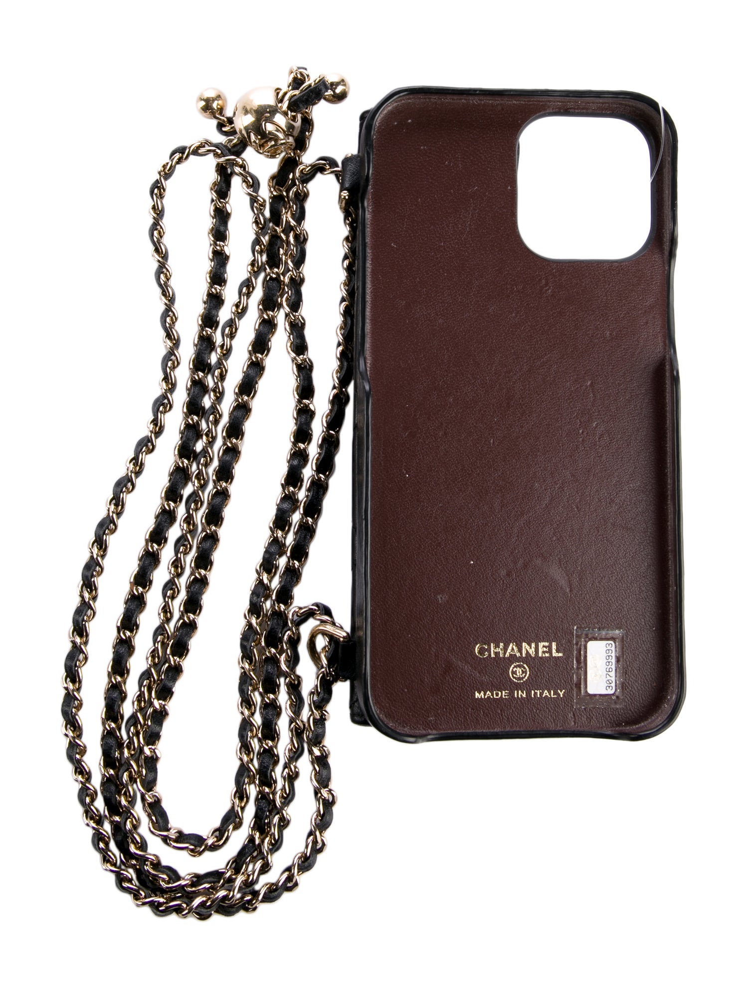 Chanel Pearl Crush iPhone 12 Case w/Chain - Burgundy Technology ...