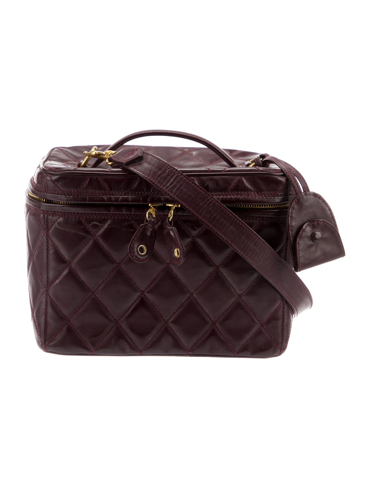 Chanel Vintage CC Vanity Case - Burgundy Cosmetic Bags, Accessories ...