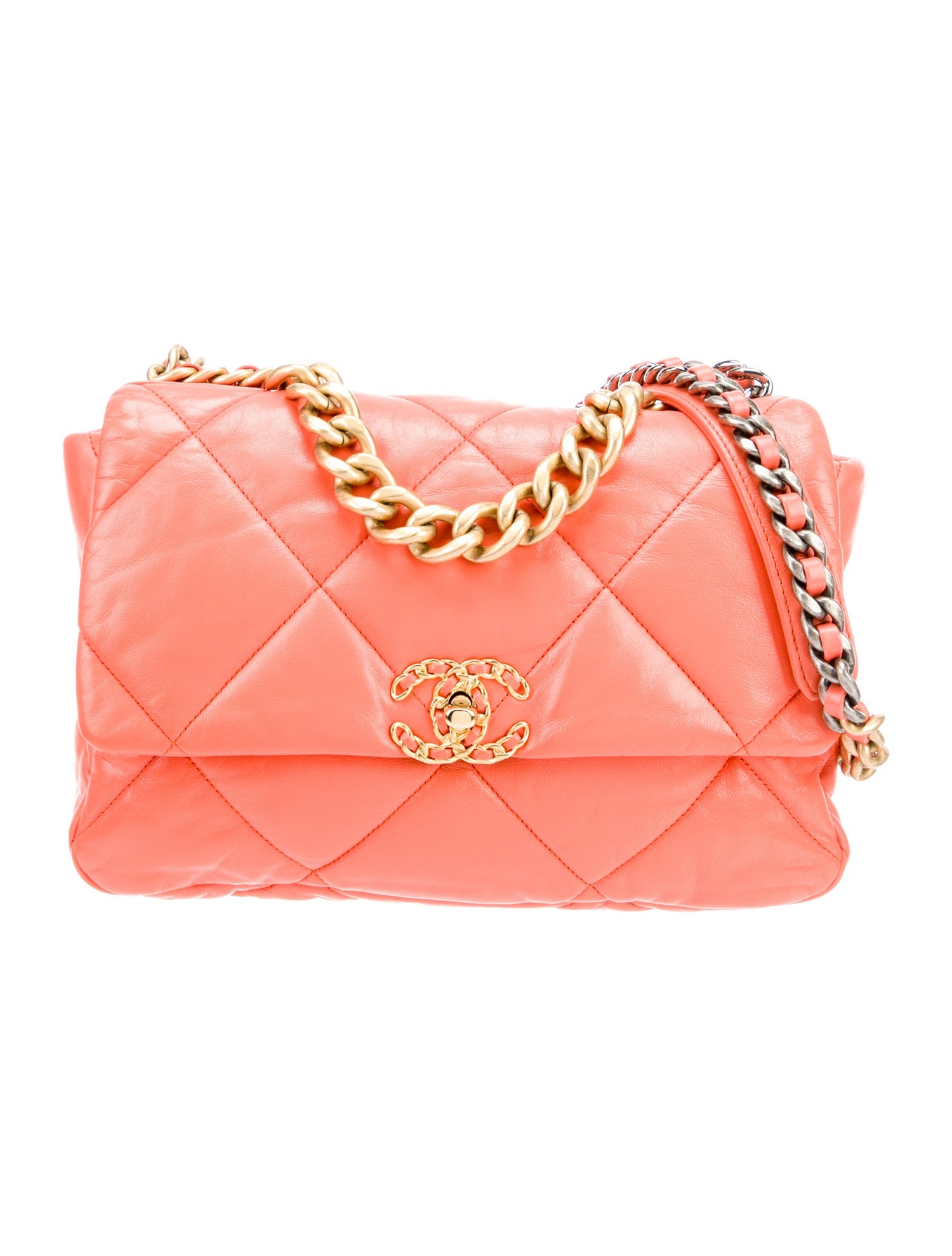 Chanel Large 19 Flap Shoulder Bag - Orange Shoulder Bags, Handbags ...