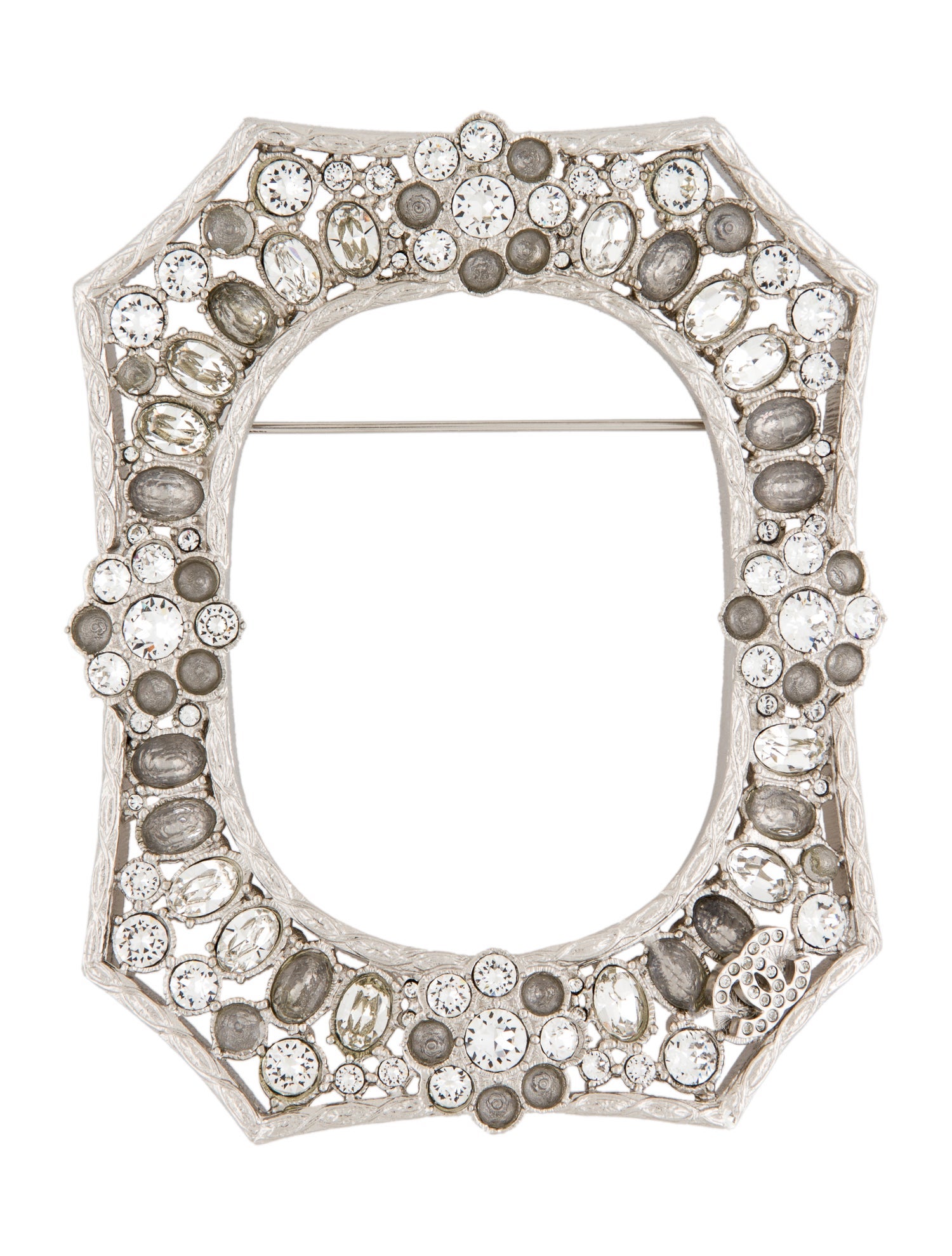 Chanel Strass CC Brooch - Palladium-Plated Pin, Brooches - CHA1119399 ...