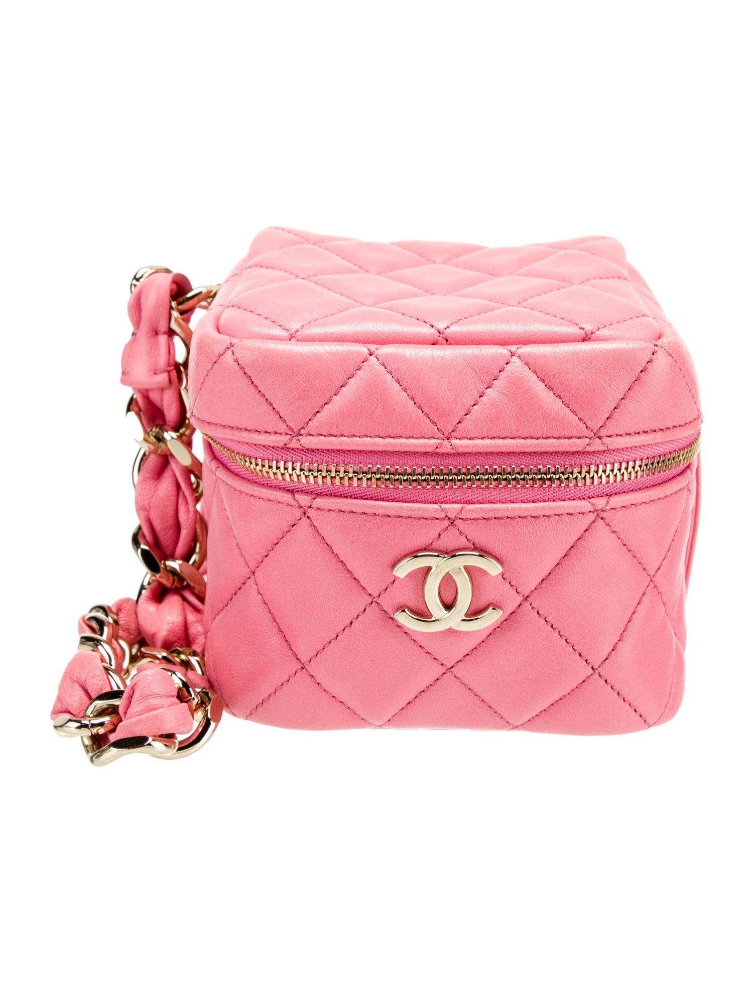 Chanel 2022 Quilted Cube Clutch w/ Chain - Pink Clutches, Handbags ...