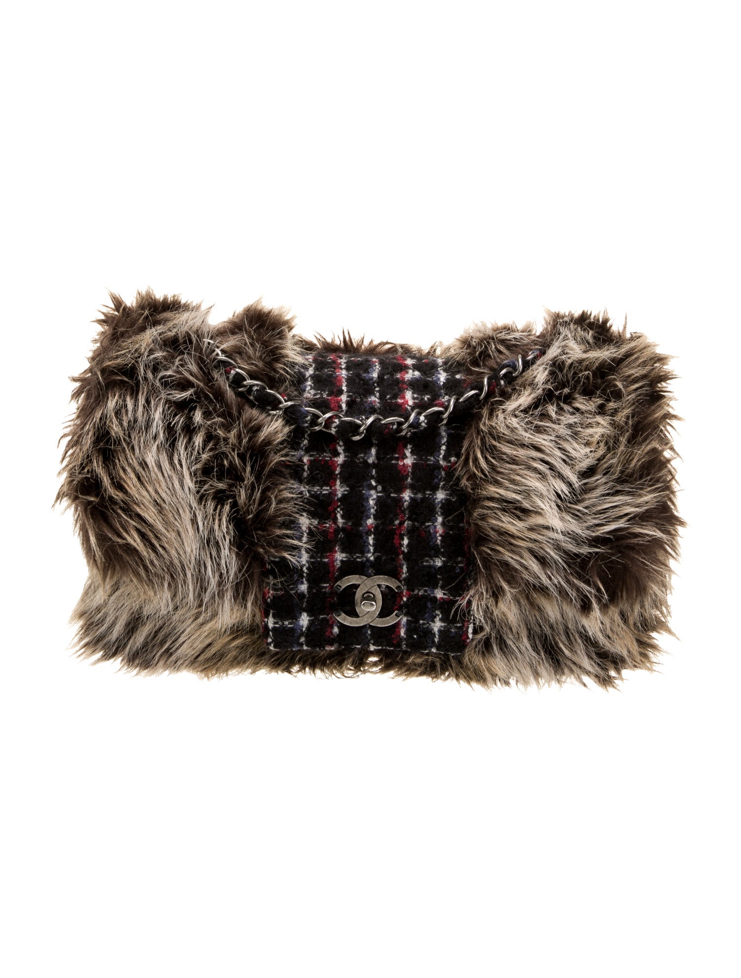 Chanel Faux Fur Fantasy Tweed Flap Bag - Black Shoulder Bags, Handbags ...