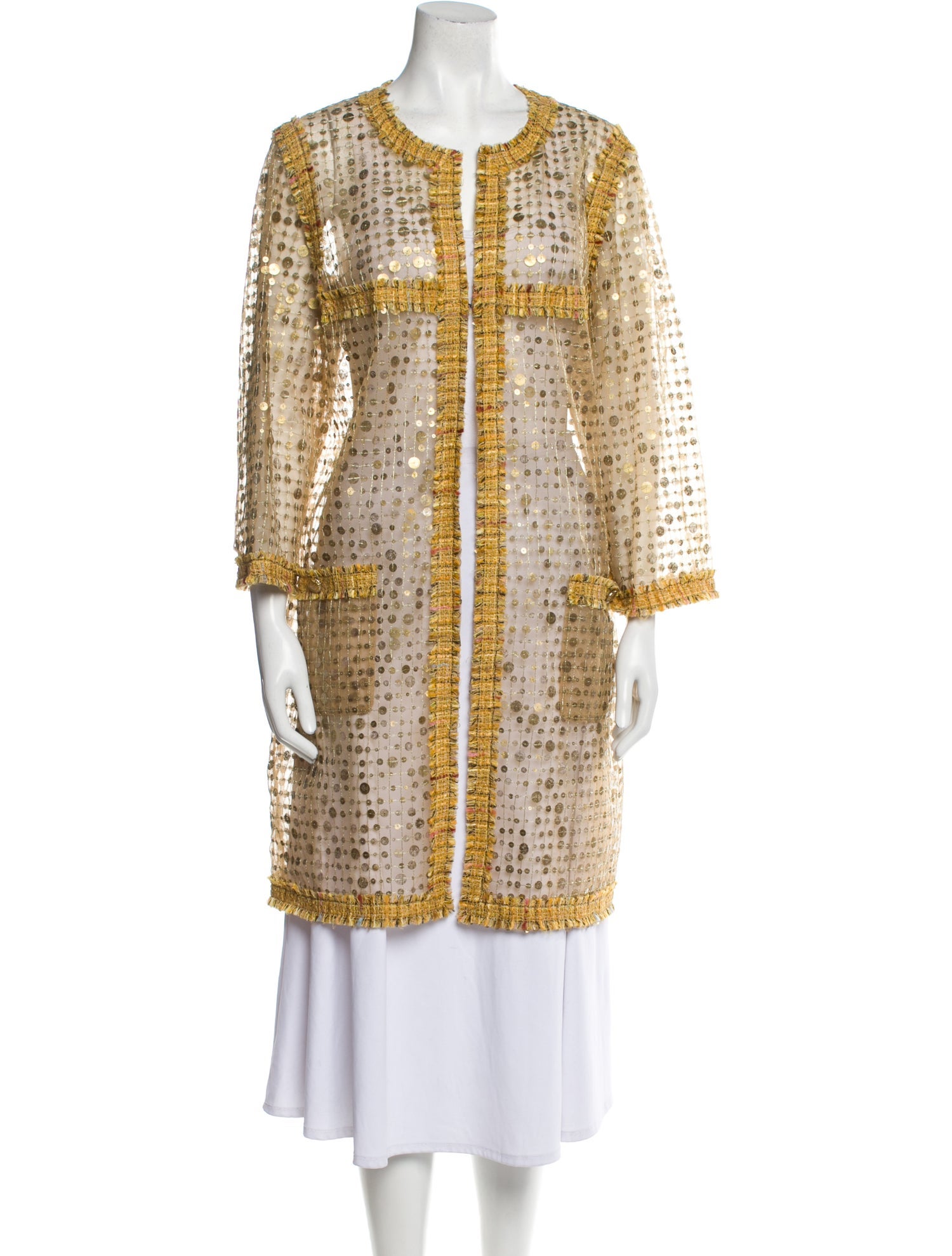 Chanel 2011 Tweed Pattern Coat - Gold Coats, Clothing - CHA1121195 ...