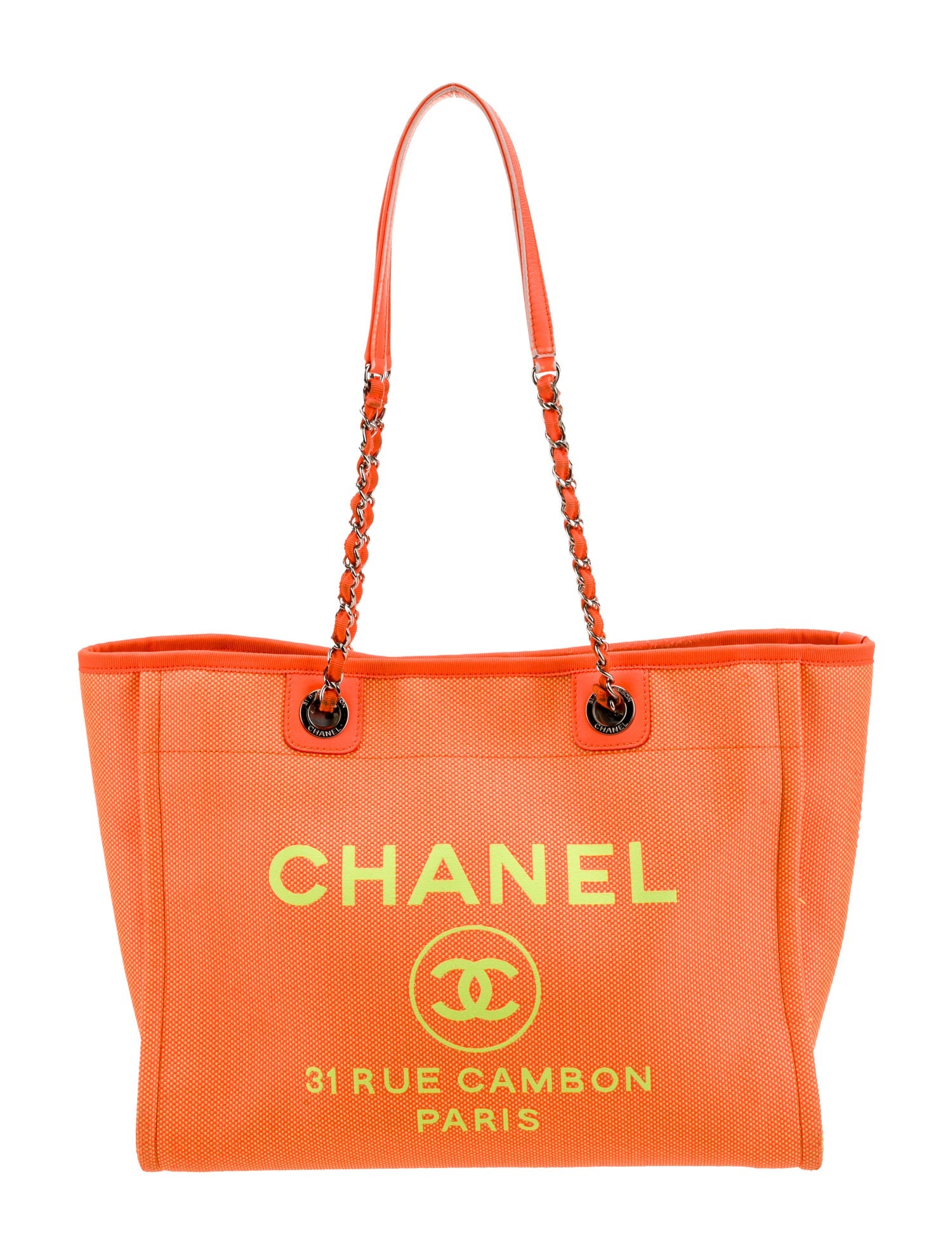 Chanel 2021 Small Neon Deauville Tote - Orange Totes, Handbags ...