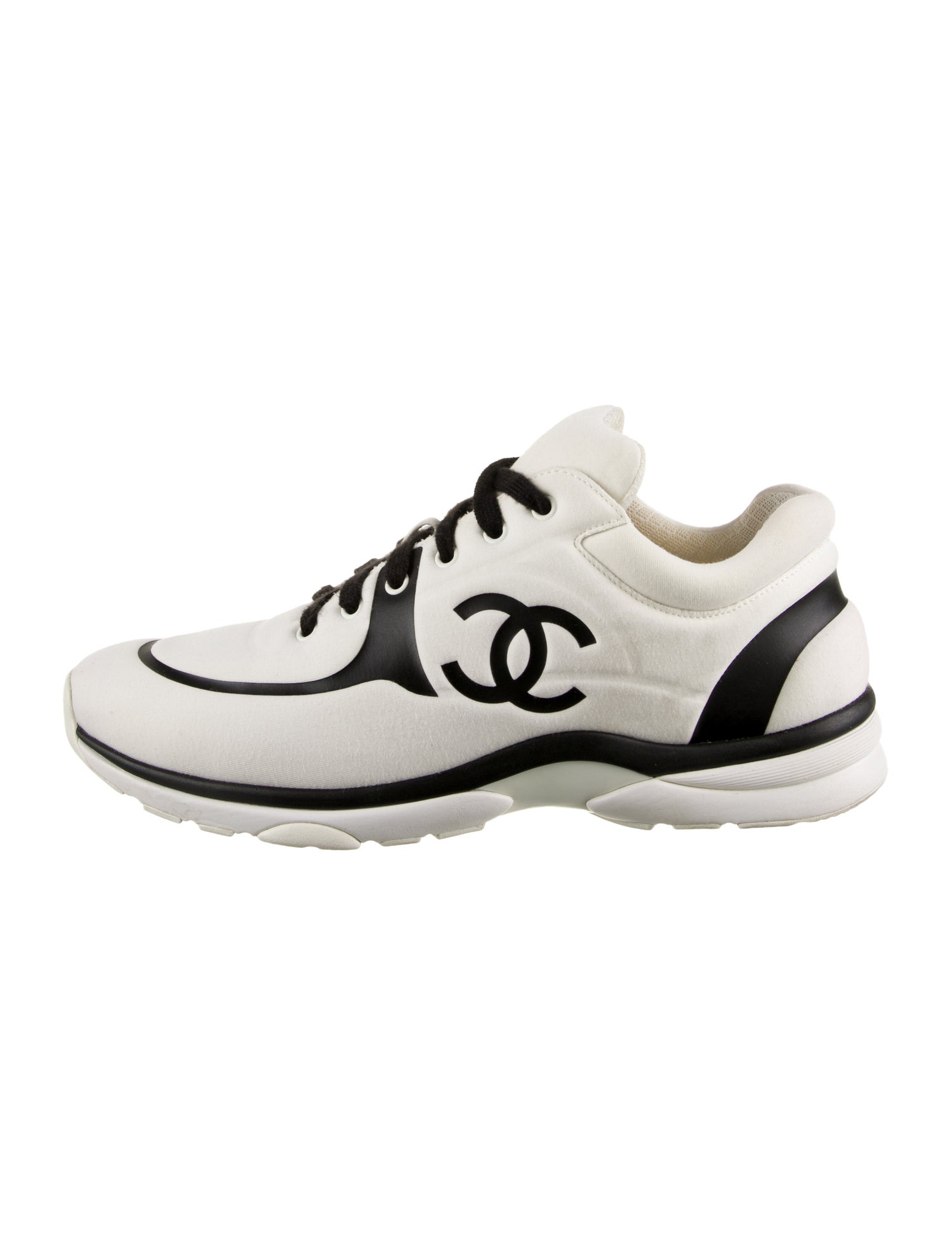 Chanel Interlocking CC Logo Neoprene Athletic Sneakers - White Sneakers ...