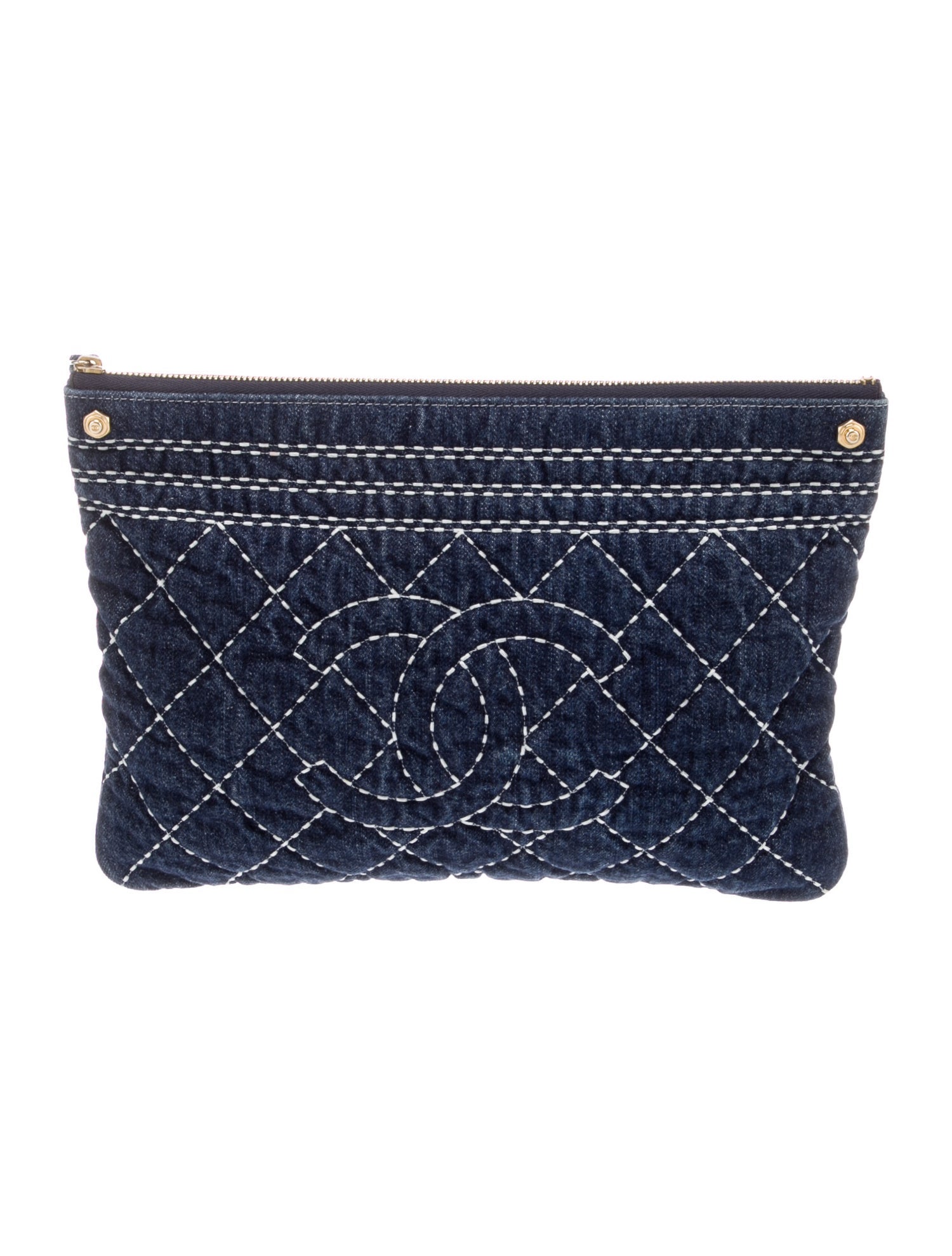 Chanel Denim Contrast O-Case - Blue Cosmetic Bags, Accessories ...