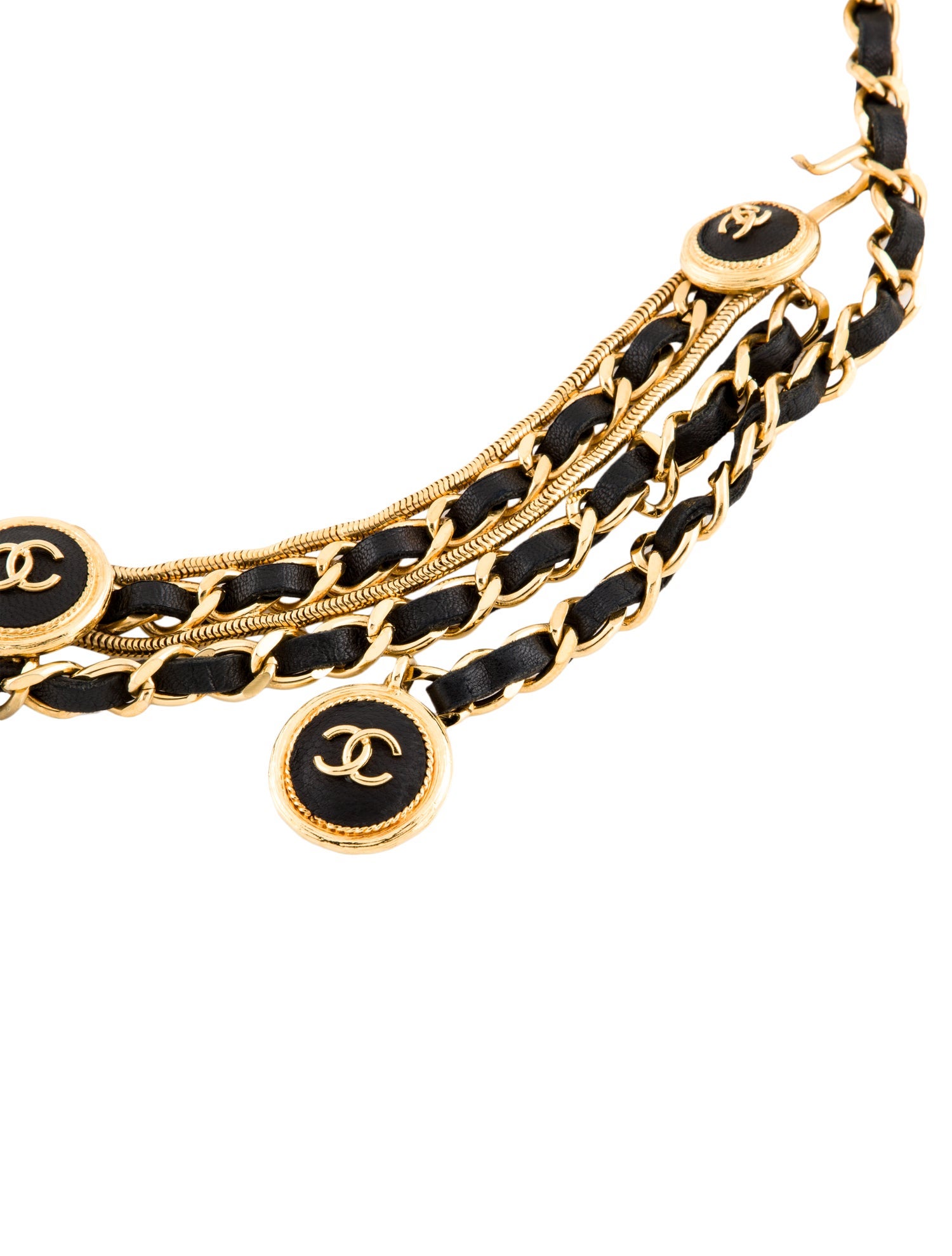 Chanel Interlocking CC Logo Skinny Chain-Link Belt - Belts, Accessories ...