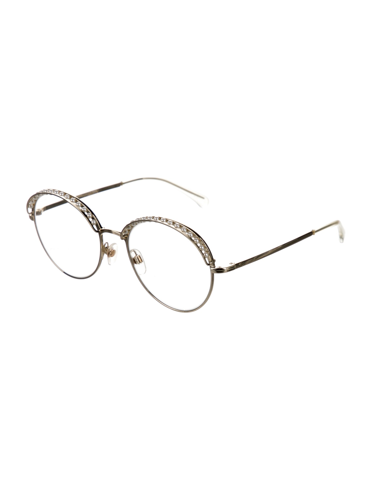 Chanel Interlocking CC Logo Round Eyeglasses - Gold Eyeglasses ...