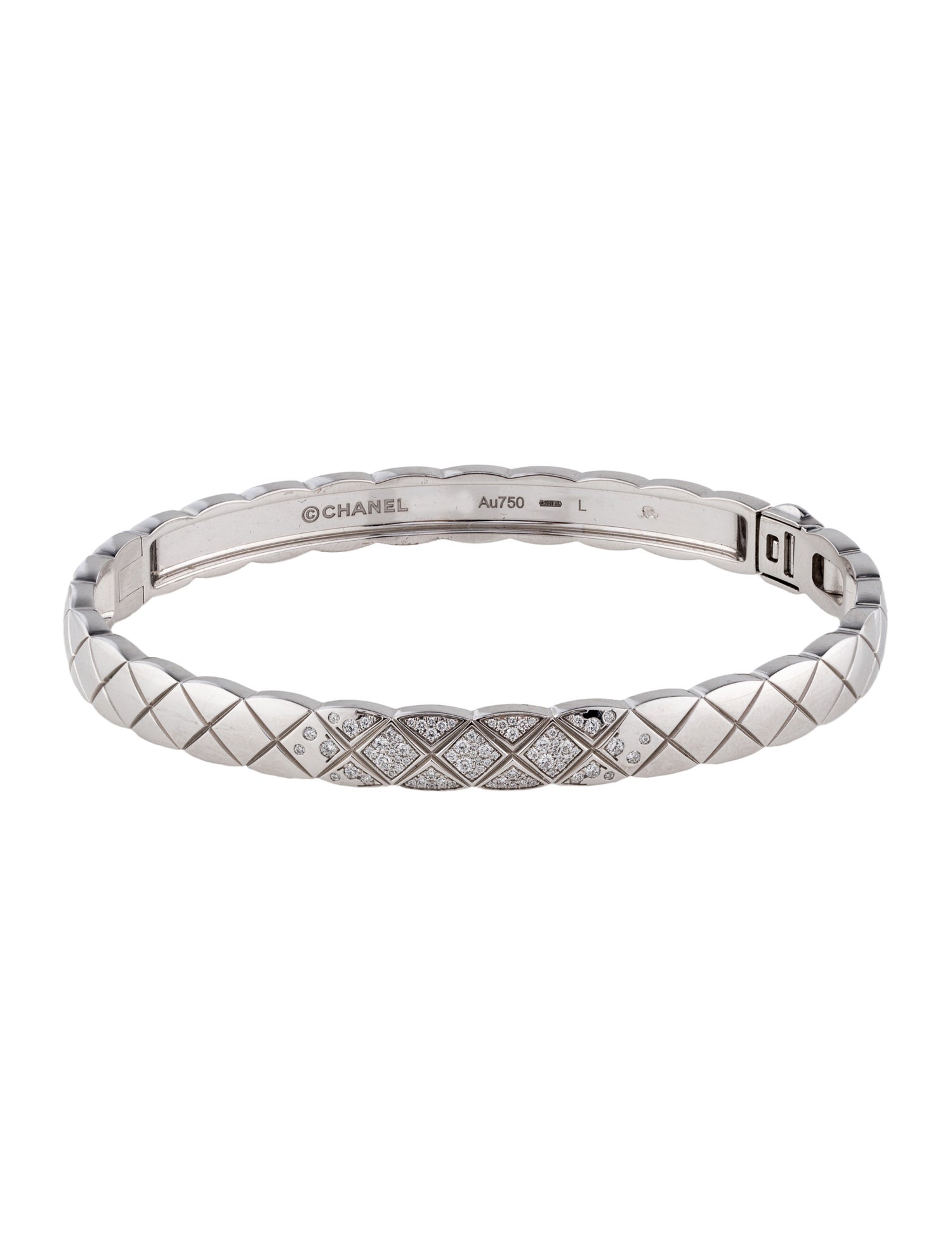Chanel 18K Diamond Coco Crush Bangle - Rhodium-Plated 18K White Gold Bangle, Bracelets ...