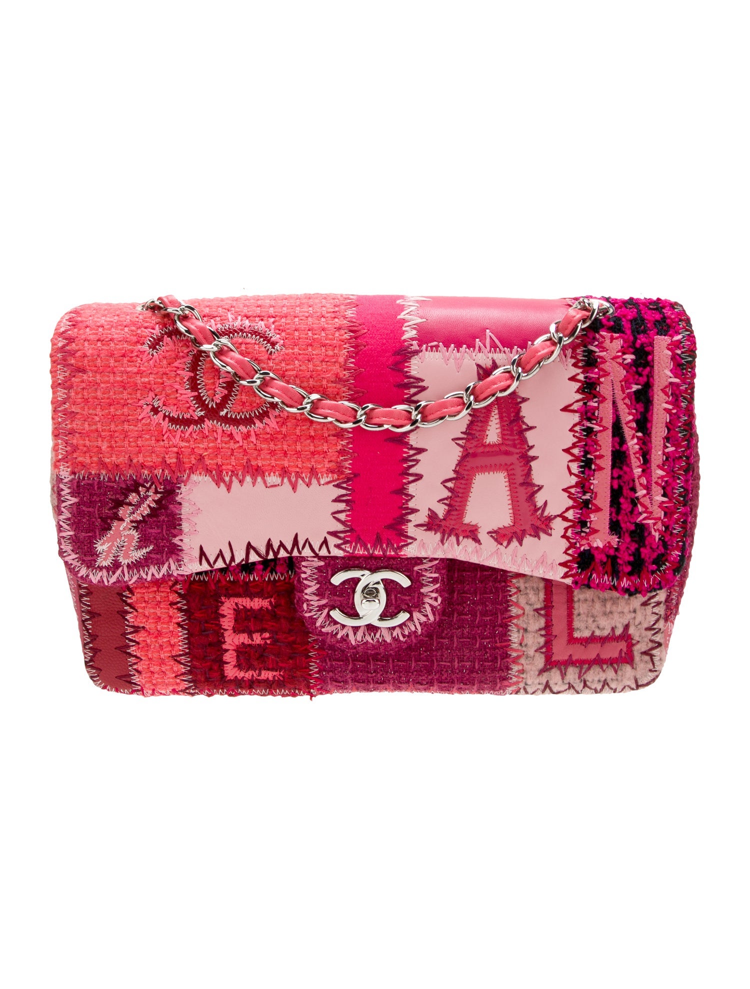 Chanel Classic Tweed Medium Double Flap Bag - Pink Shoulder Bags ...