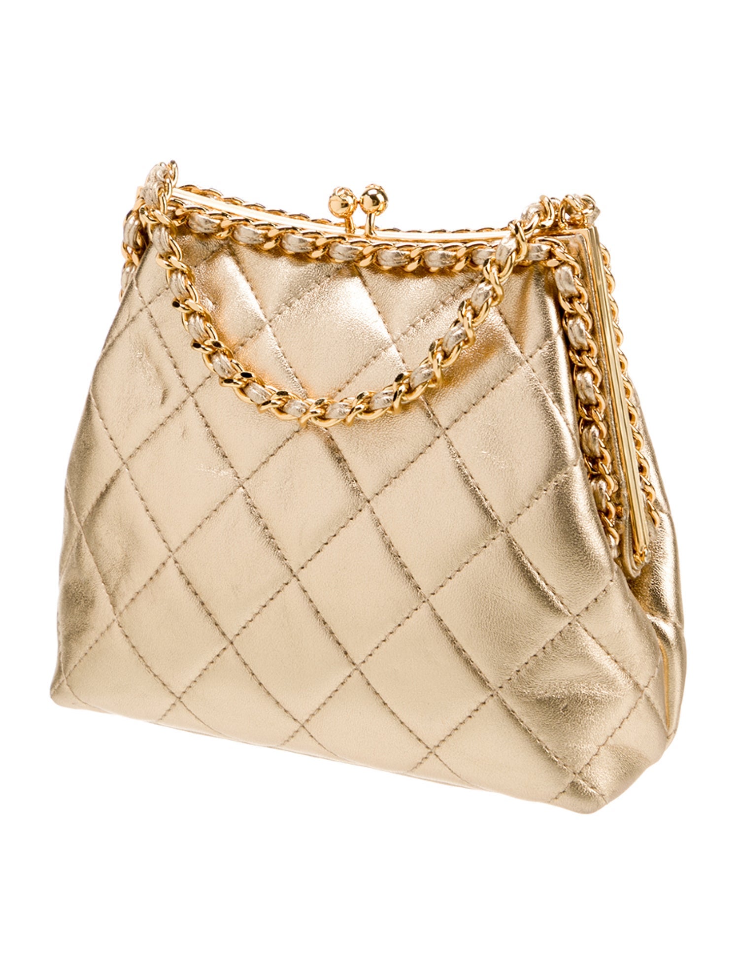 Chanel Satin Embellished Evening bag - Gold Evening Bags, Handbags ...