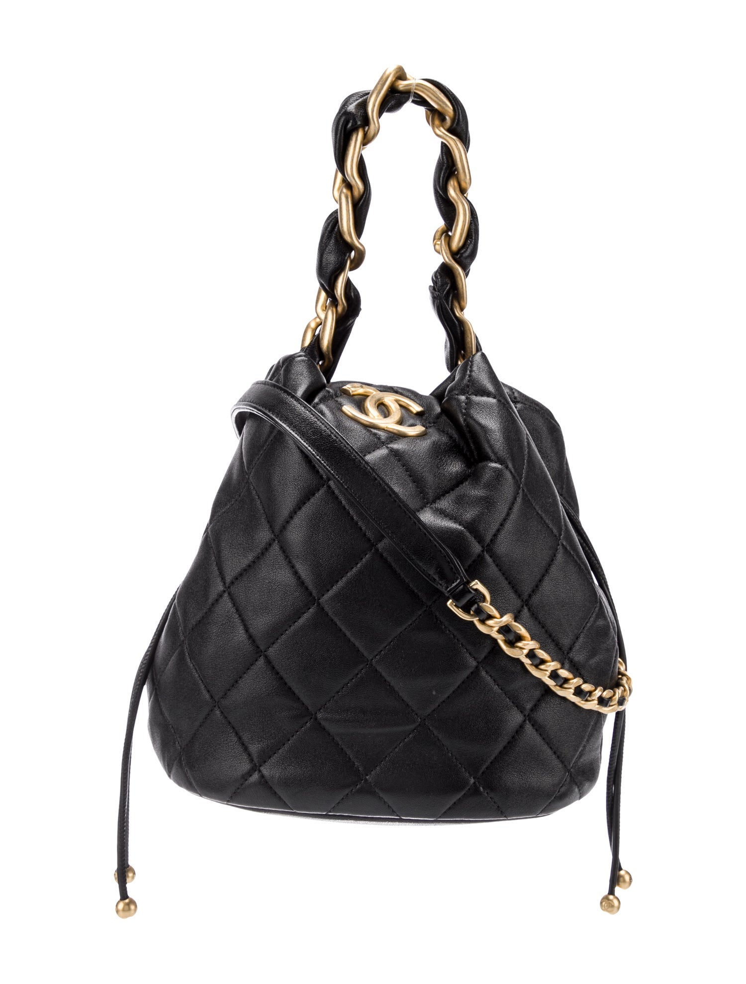 Chanel Quilted Dweller Drawstring Bucket Bag - Blue Bucket Bags ...