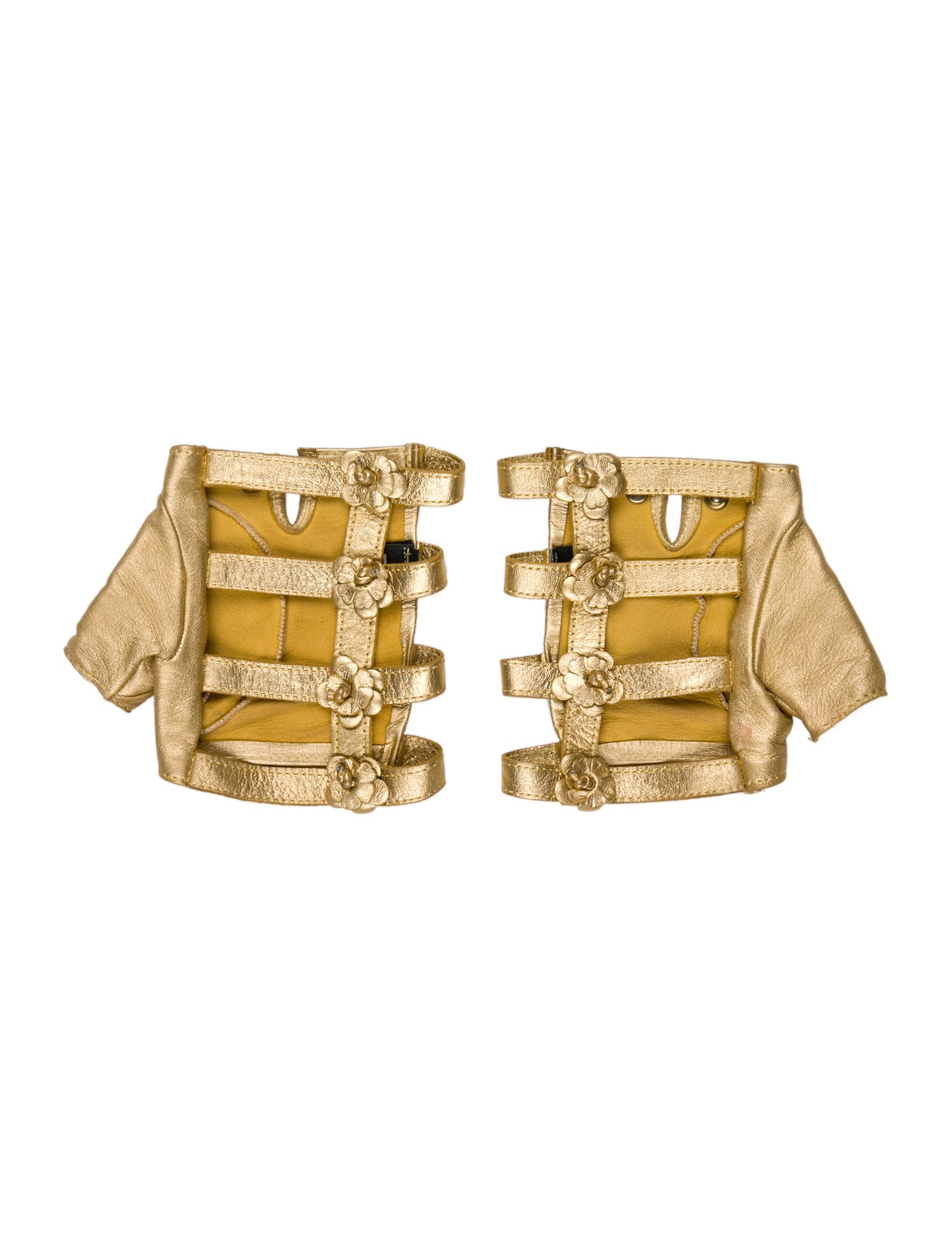 Chanel Camellia Fingerless Gloves - Gold Winter Accessories ...