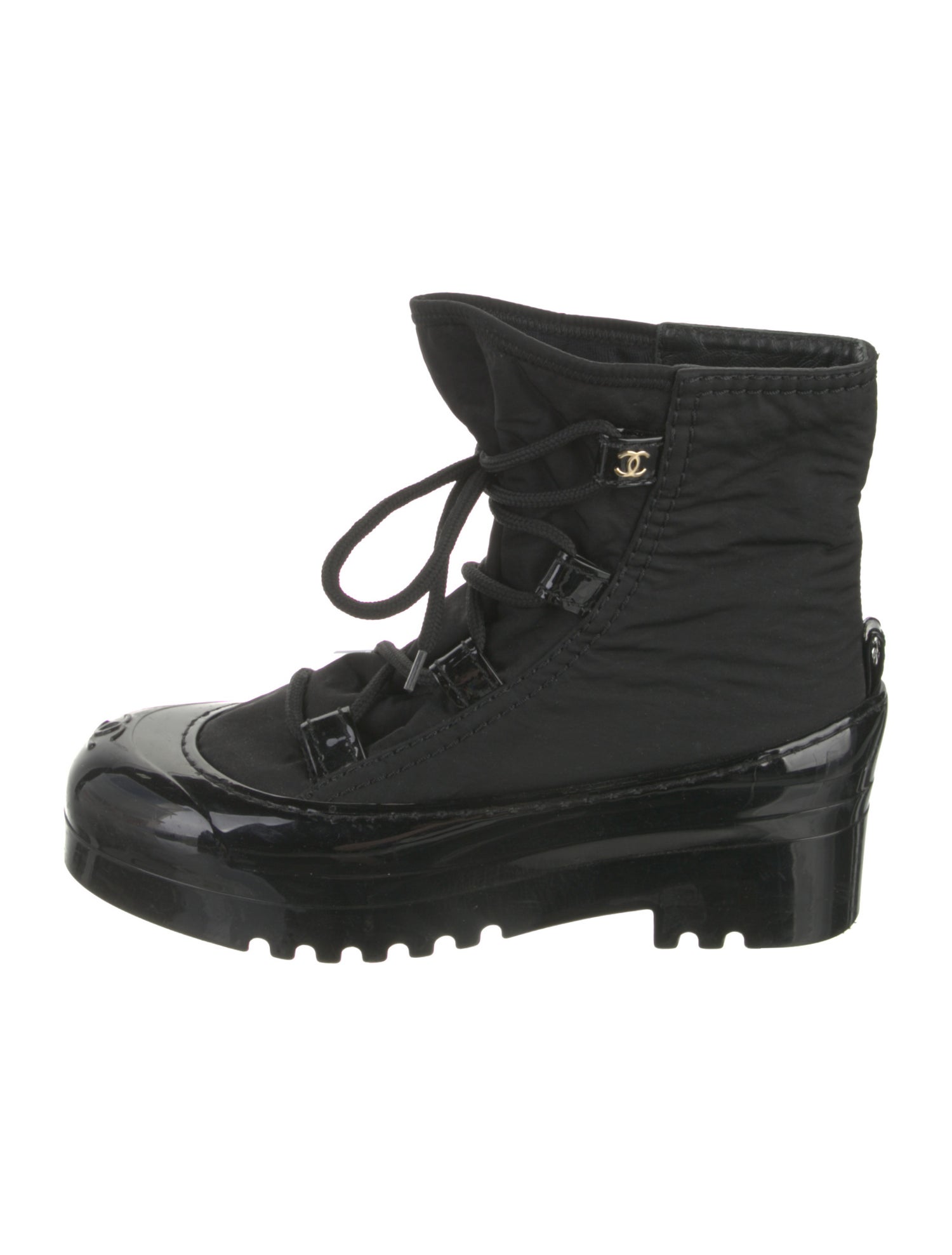 Chanel 2019 Interlocking CC Logo Lace-Up Boots - Black Boots, Shoes ...