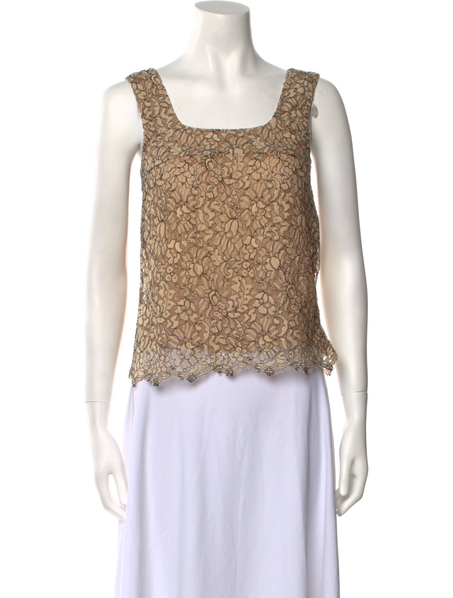 Chanel 2016 Lace Pattern Crop Top - Grey Tops, Clothing - CHA1148440 ...