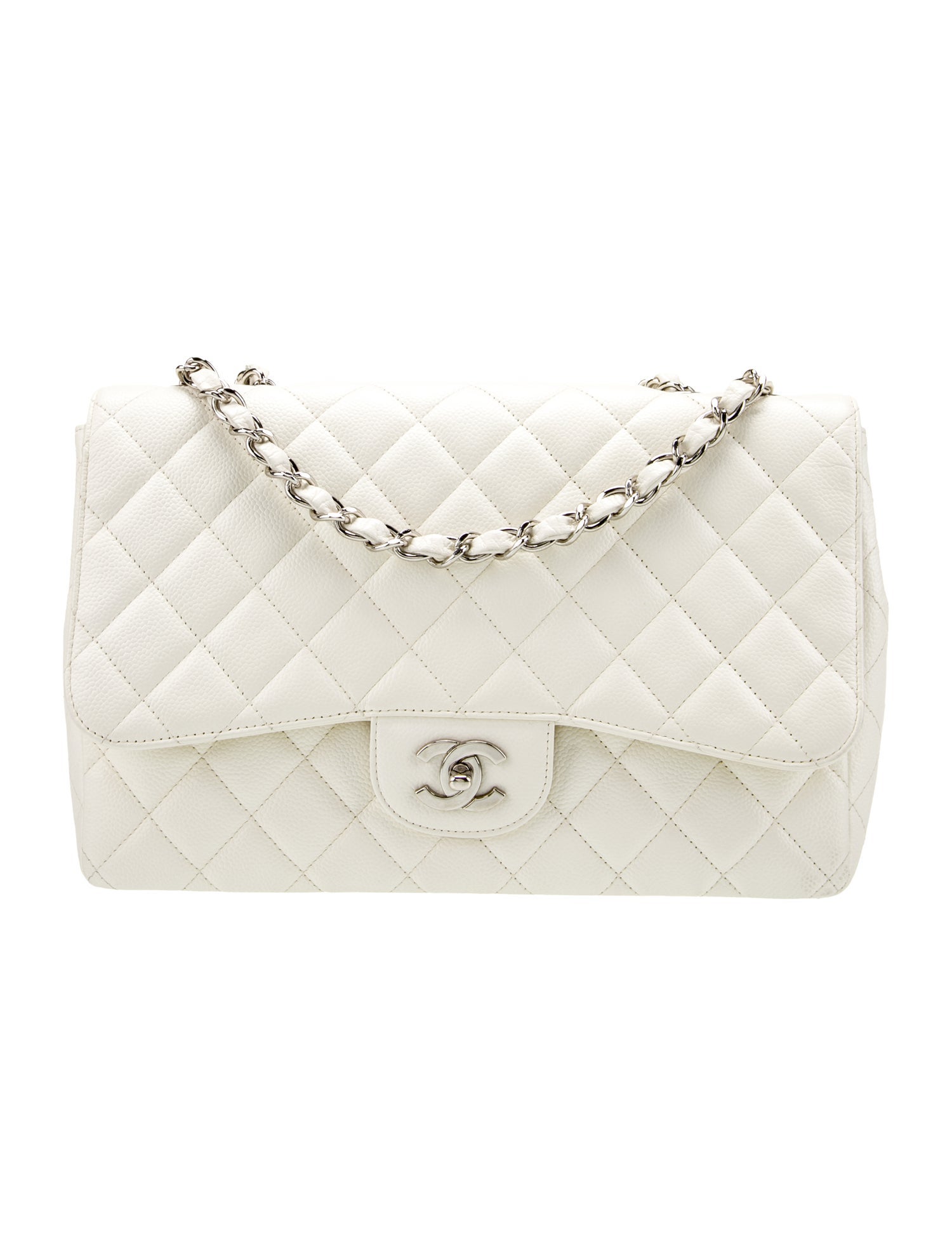 Chanel Classic Jumbo Single Flap Bag - White Shoulder Bags, Handbags ...