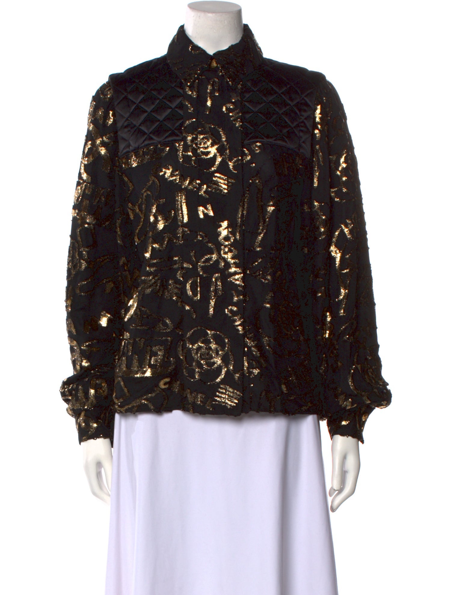 Chanel 2019 Printed Button-Up Top - Black Tops, Clothing - CHA1151260 ...