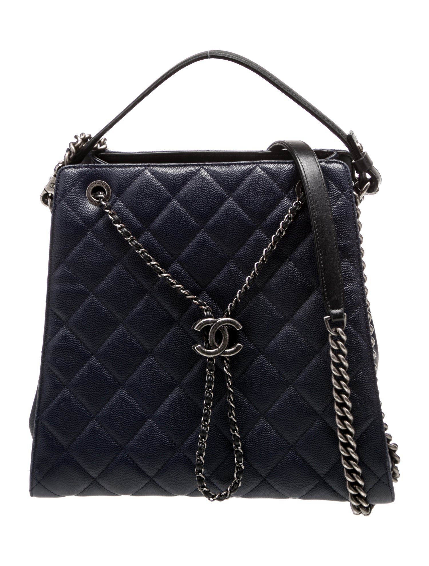 Chanel Quilted Dweller Drawstring Bucket Bag - Blue Bucket Bags ...