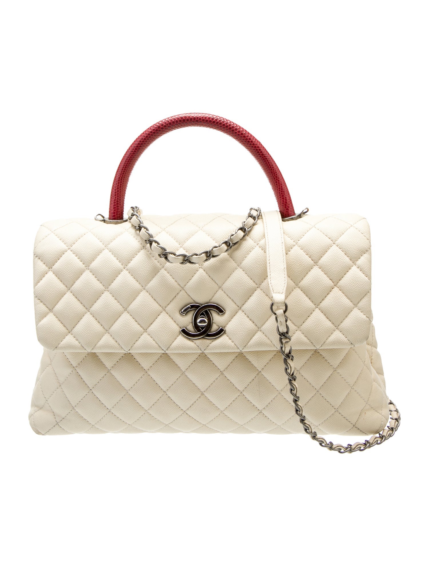 Chanel Lizard-Trimmed Medium Coco Handle Bag - Neutrals Handle Bags ...