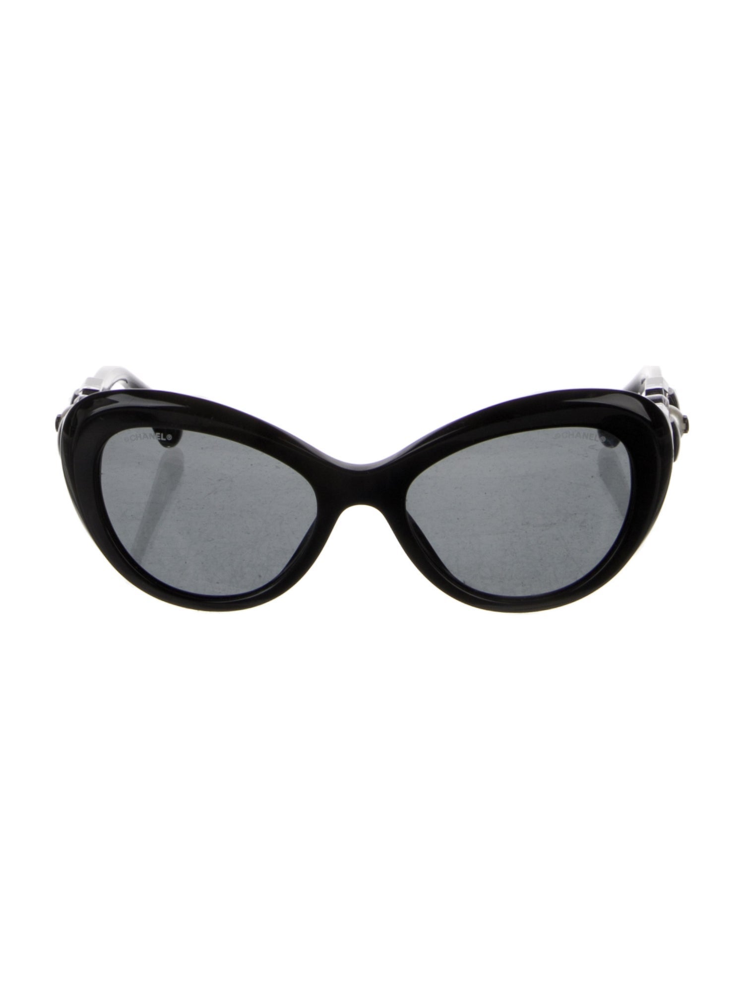 Chanel Interlocking CC Logo Cat-Eye Sunglasses - Black Sunglasses ...