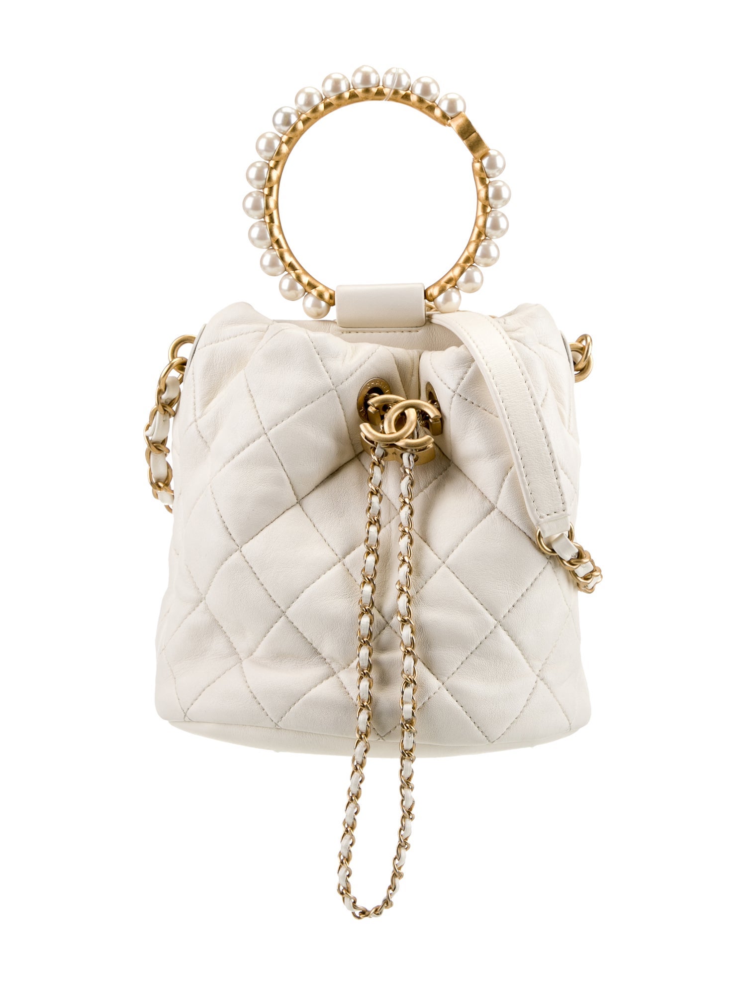 Chanel Pearl Crown Bucket Bag - White Bucket Bags, Handbags ...
