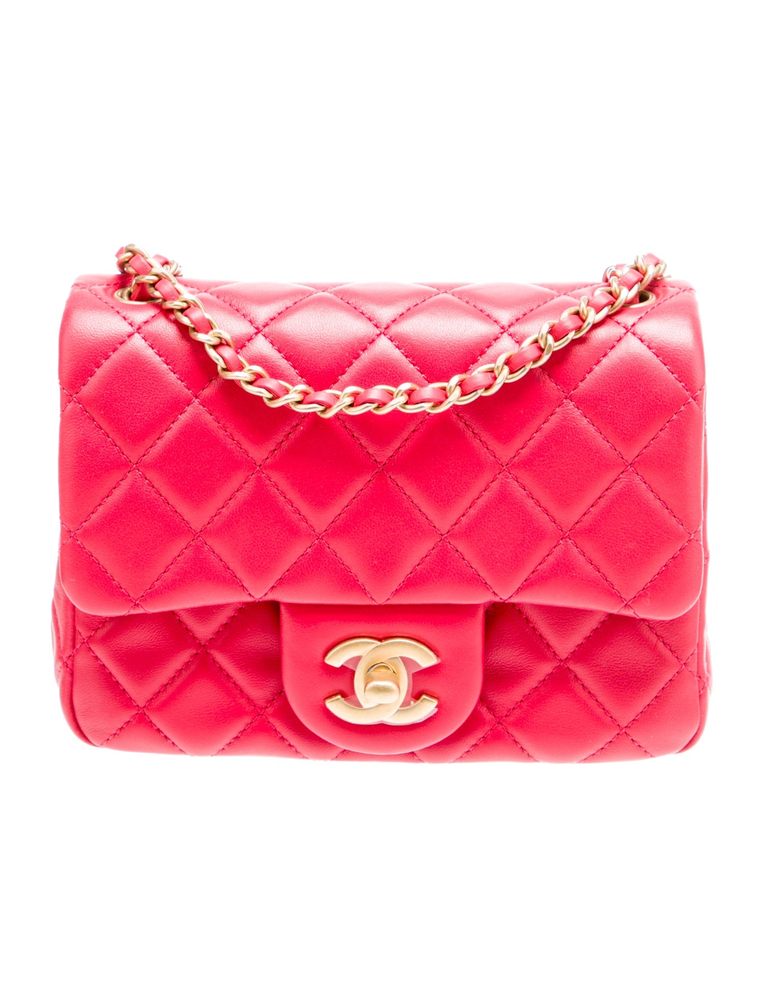 Chanel Mini Pearl Crush Square Flap Bag - Red Mini Bags, Handbags ...