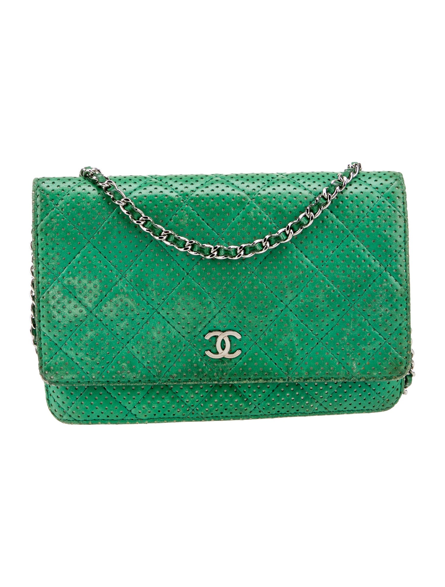 Chanel Perforated Wallet On Chain - Green Crossbody Bags, Handbags ...