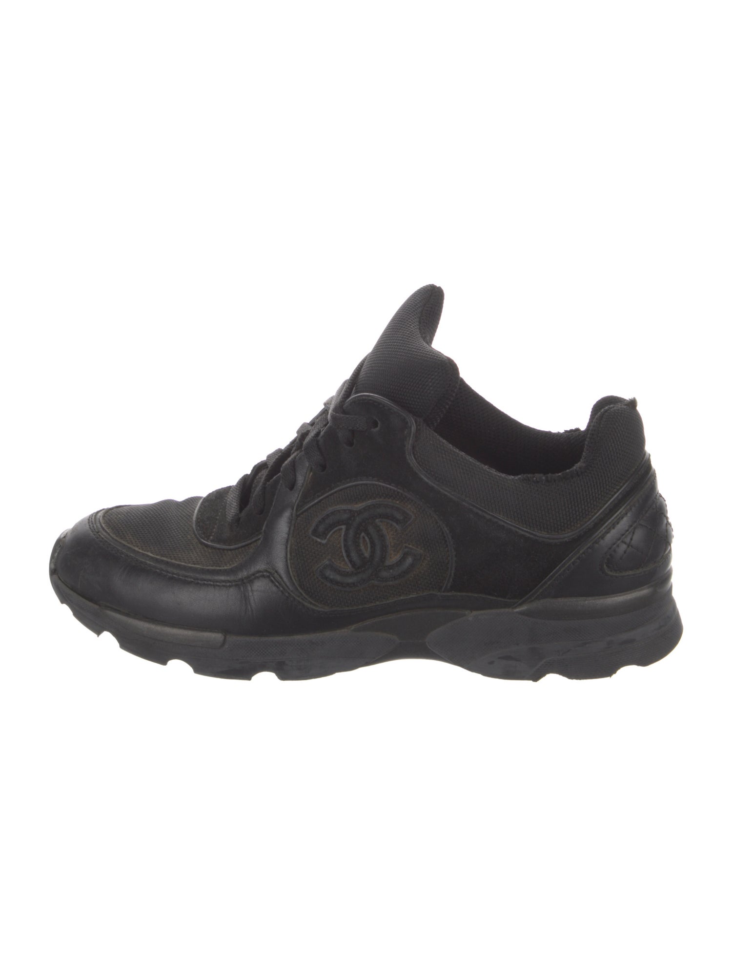 Chanel Interlocking CC Logo Calfskin Sneakers - Black Sneakers, Shoes ...