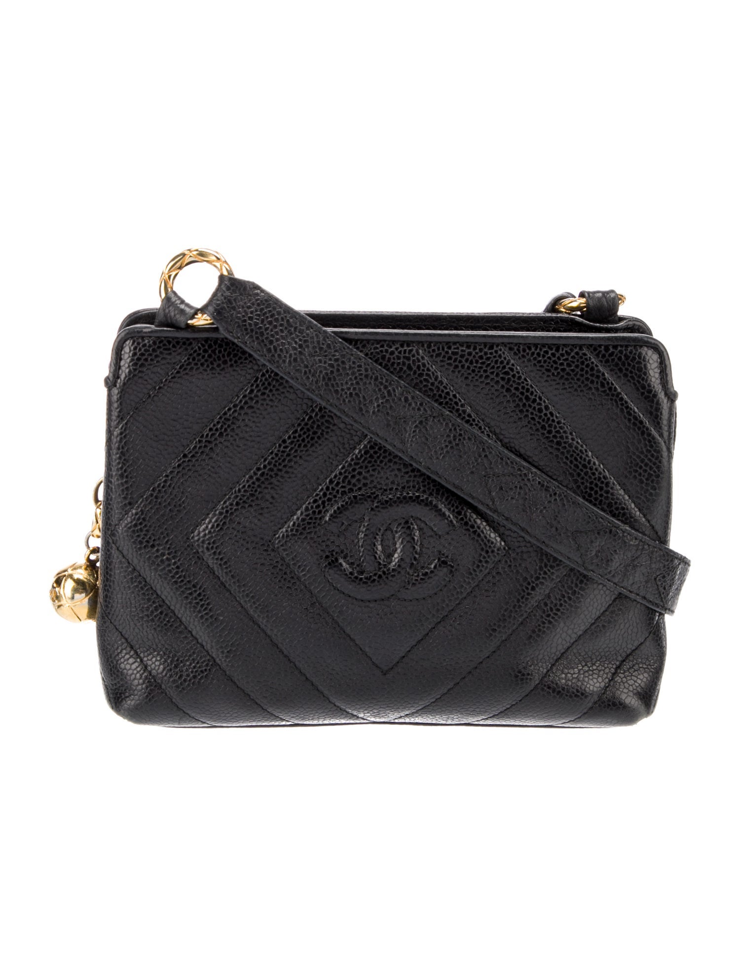Chanel Chevron Crossbody Bag - Black Crossbody Bags, Handbags ...