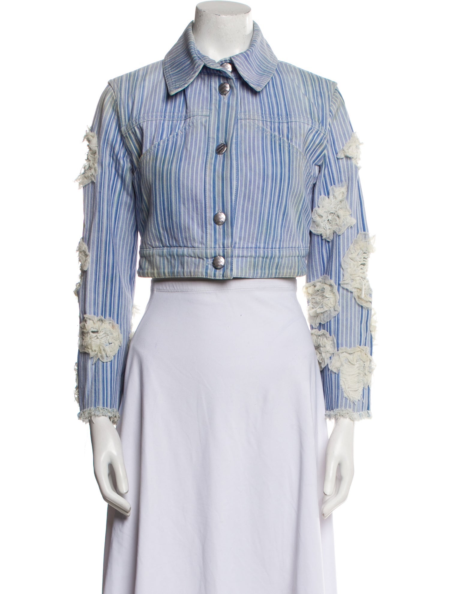 Chanel 2018 Striped Denim Jacket - Blue Jackets, Clothing - CHA1159709 ...