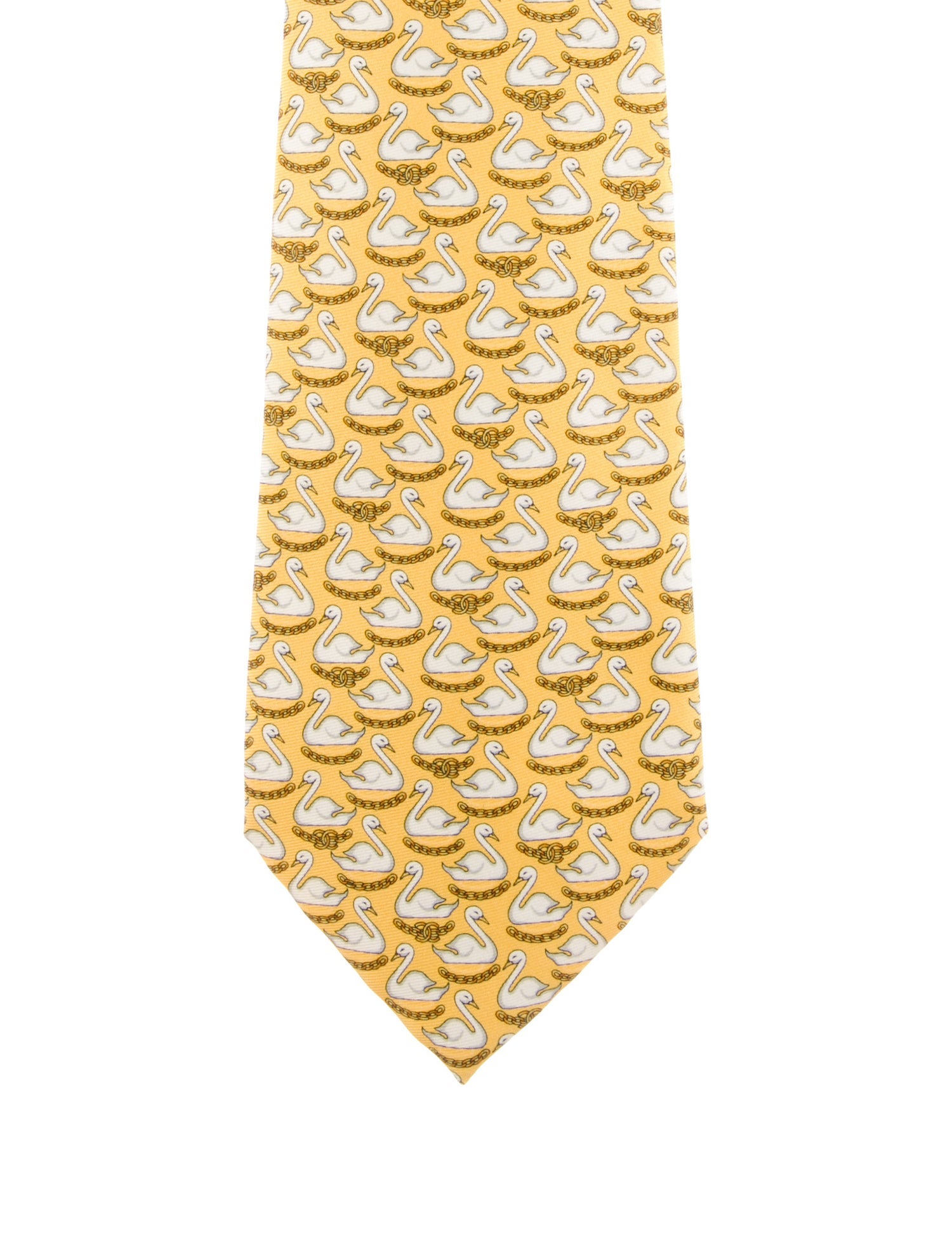 Chanel Swan Chain-Link Silk Tie - Yellow Ties, Suiting Accessories ...