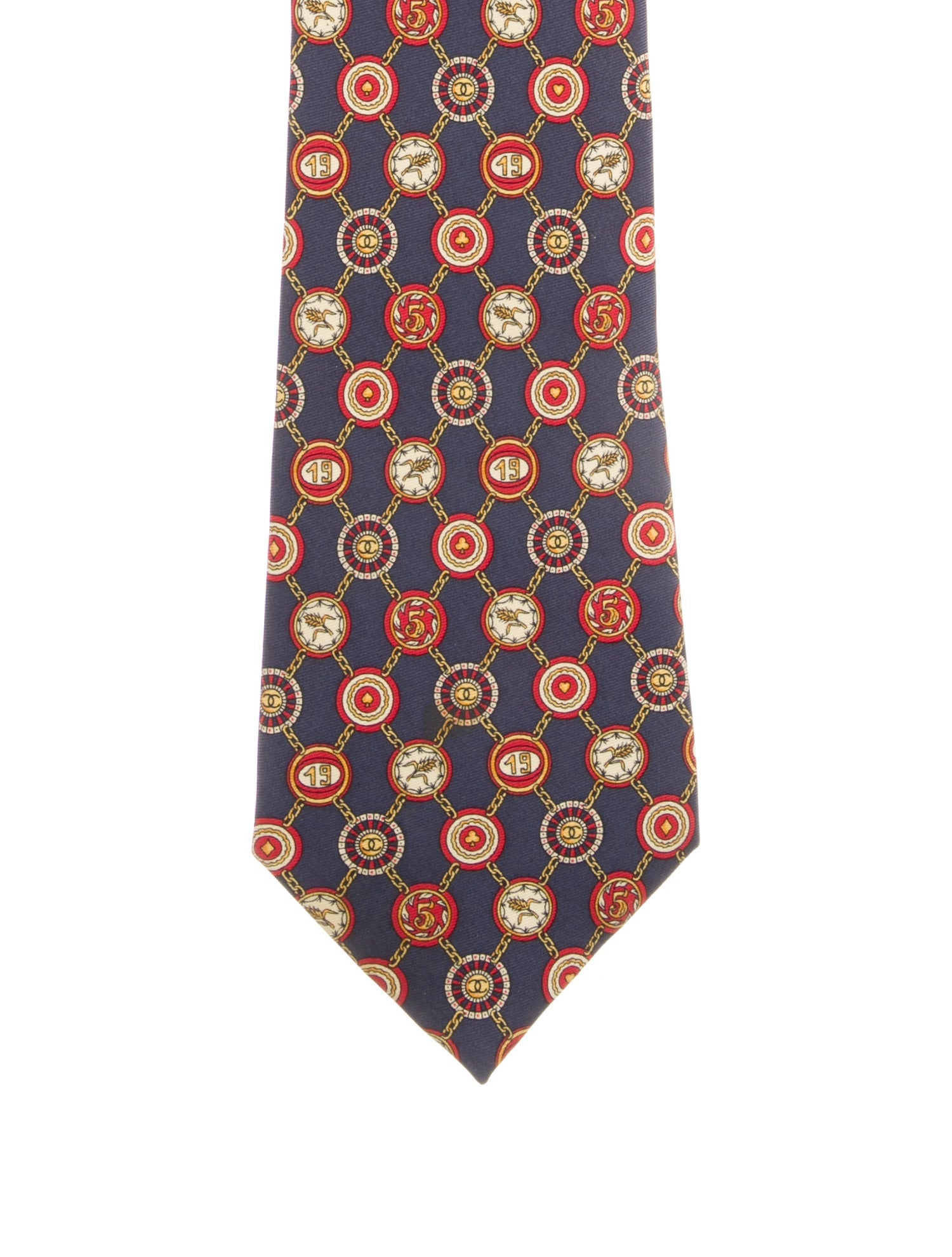 Chanel Silk Chain Link Pattern Print Tie - Blue Ties, Suiting ...