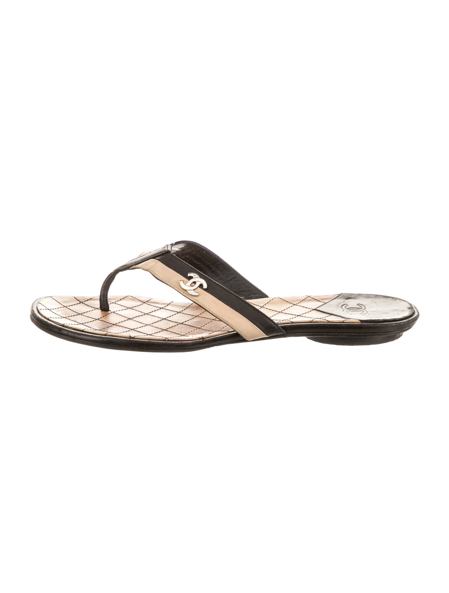 Chanel Interlocking CC Logo Leather Slides - Black Sandals, Shoes ...
