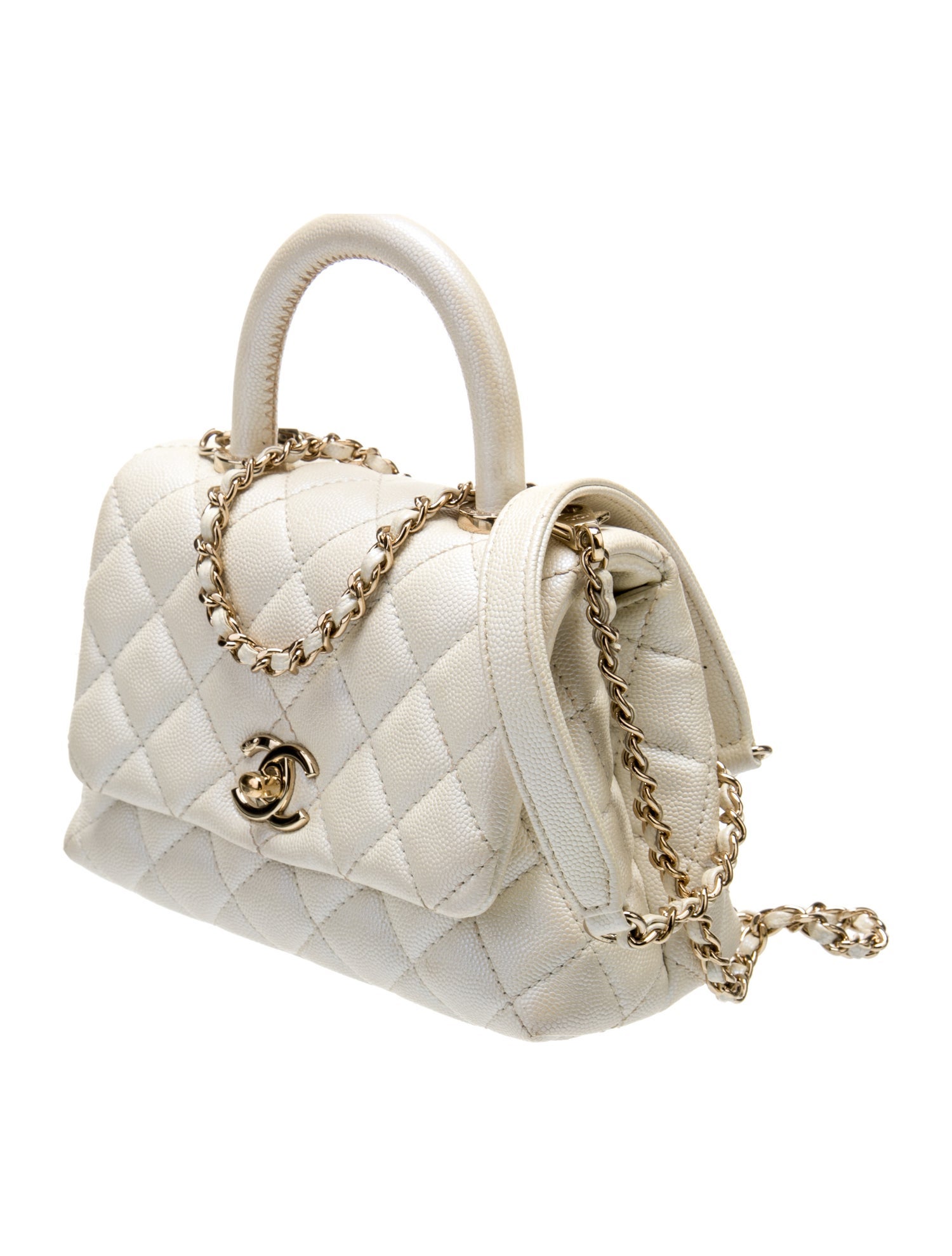 Chanel Iridescent Extra Mini Coco Handle Bag - White Handle Bags ...