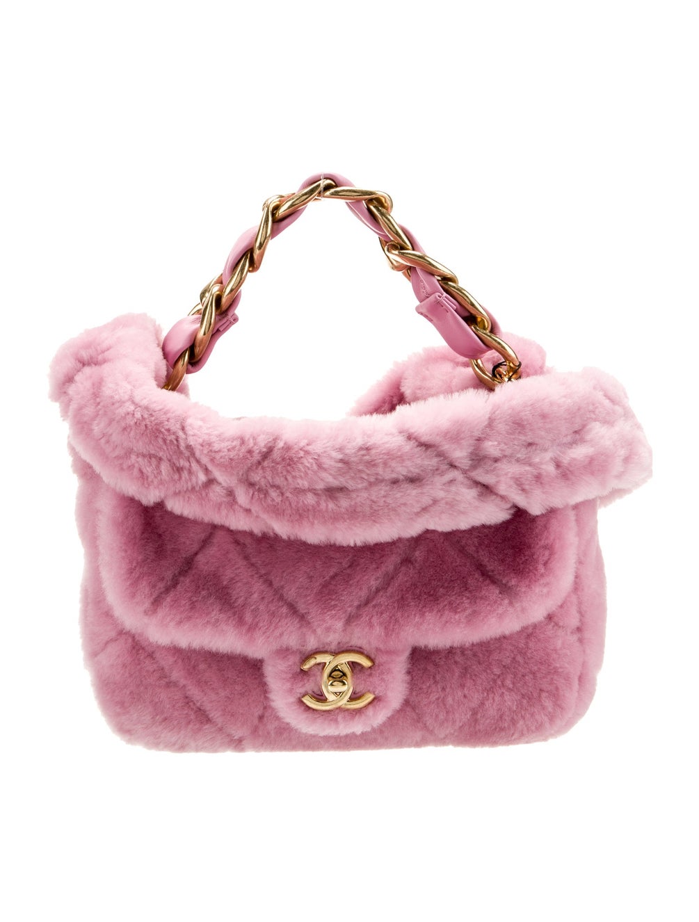 Chanel Shearling Quilted Flap Bag - Pink Shoulder Bags, Handbags ...