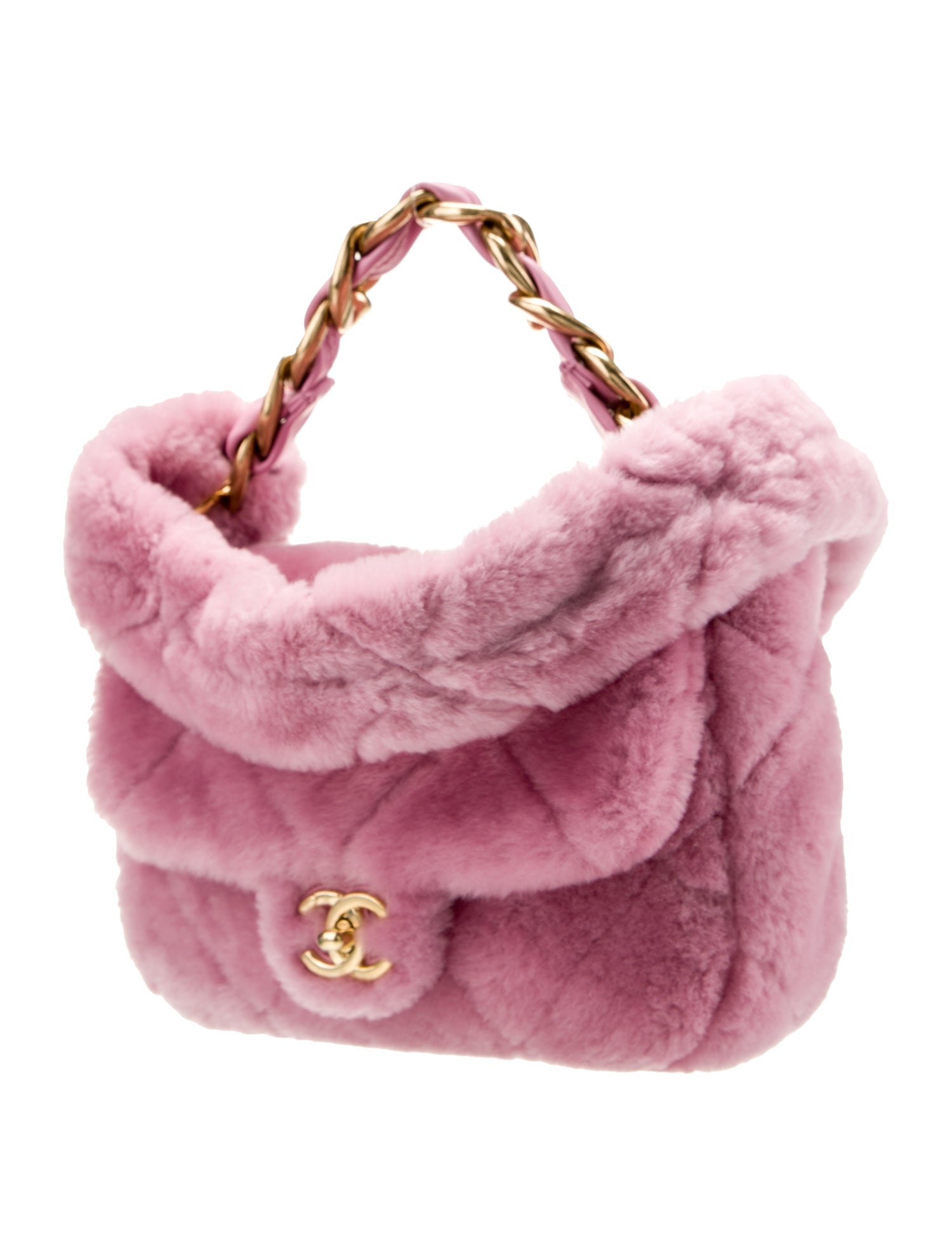 Chanel Shearling Quilted Flap Bag - Pink Shoulder Bags, Handbags ...
