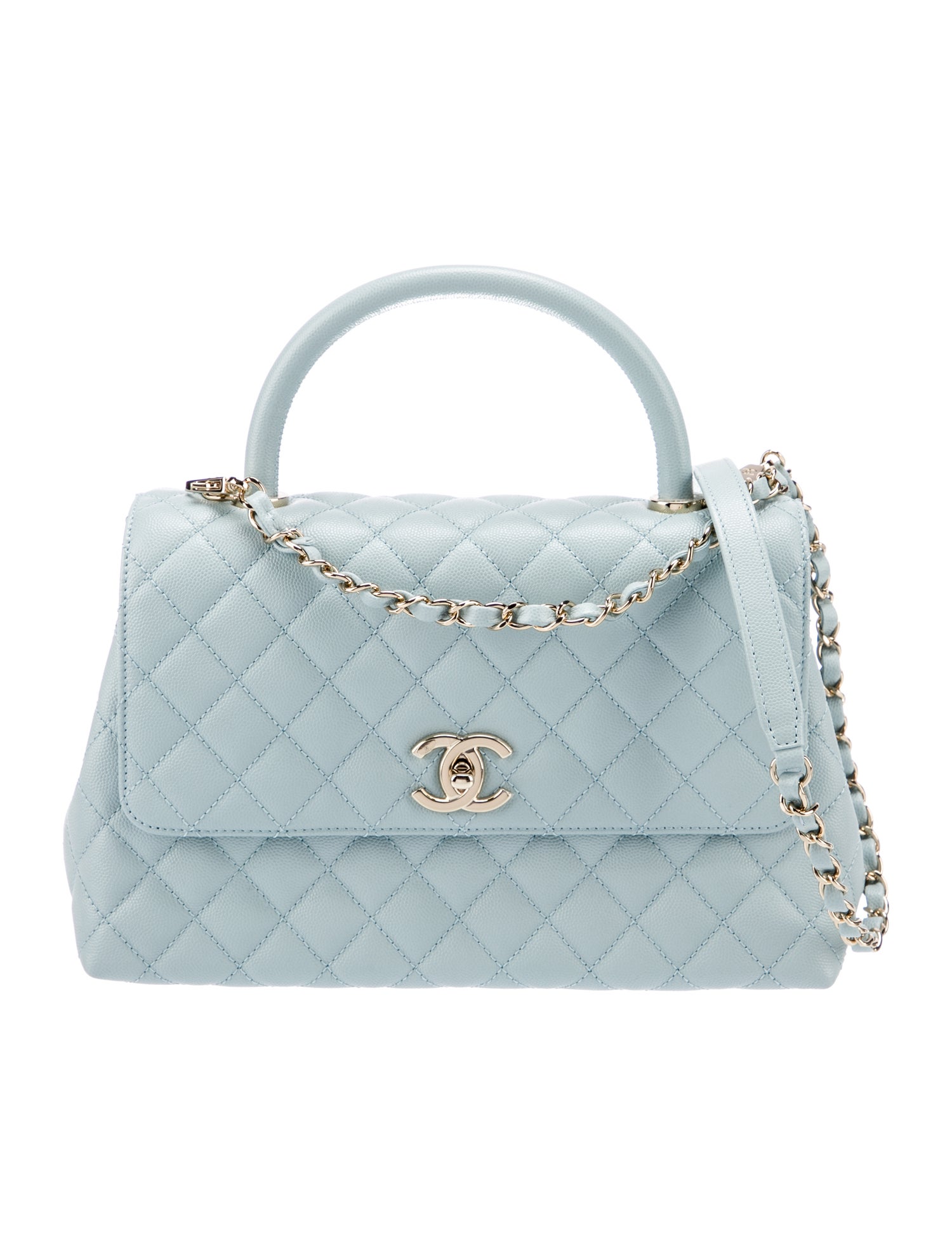Chanel Small Coco Top Handle Bag - Blue Handle Bags, Handbags ...