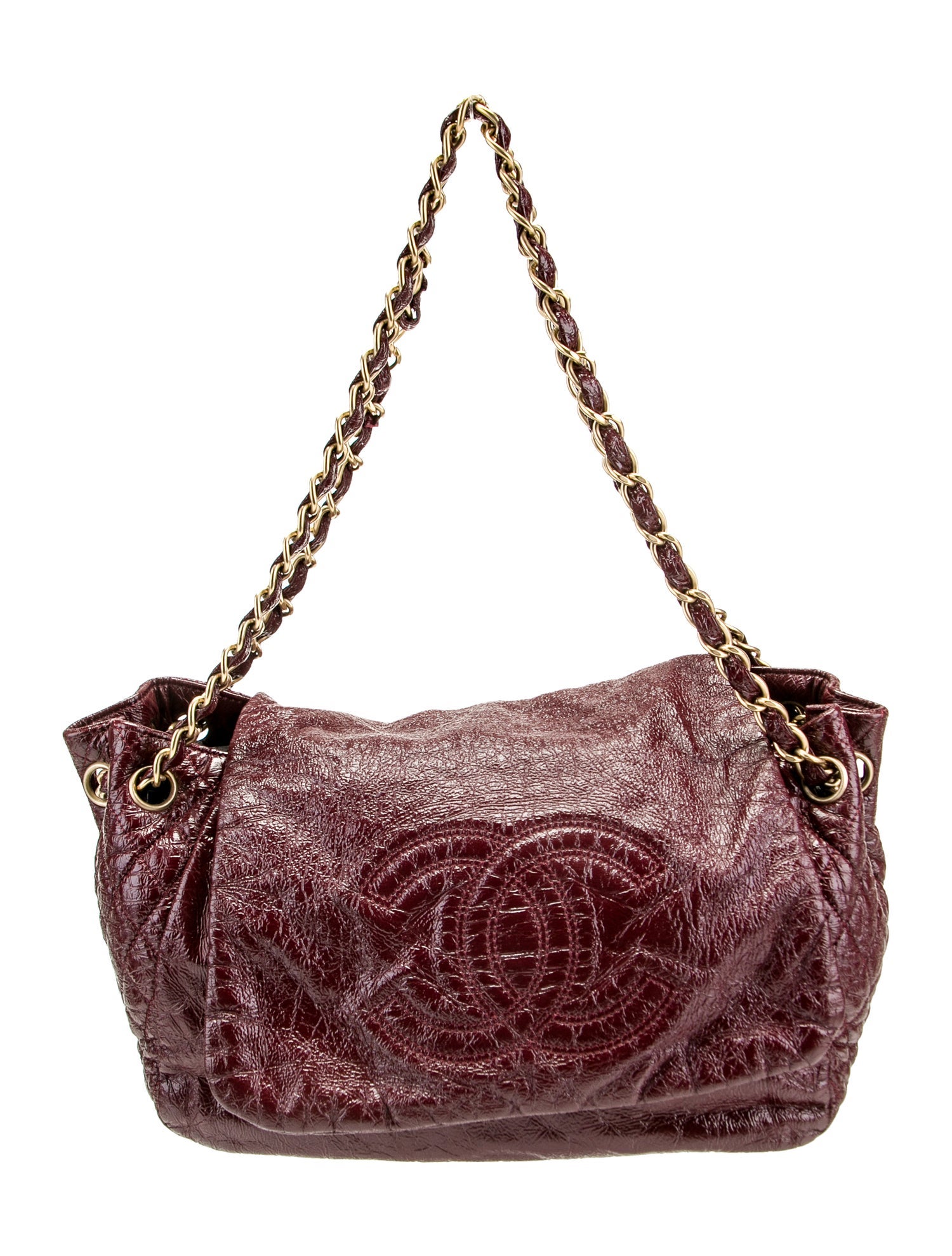 Chanel Rock & Chain Accordion Flap Bag - Burgundy Shoulder Bags ...