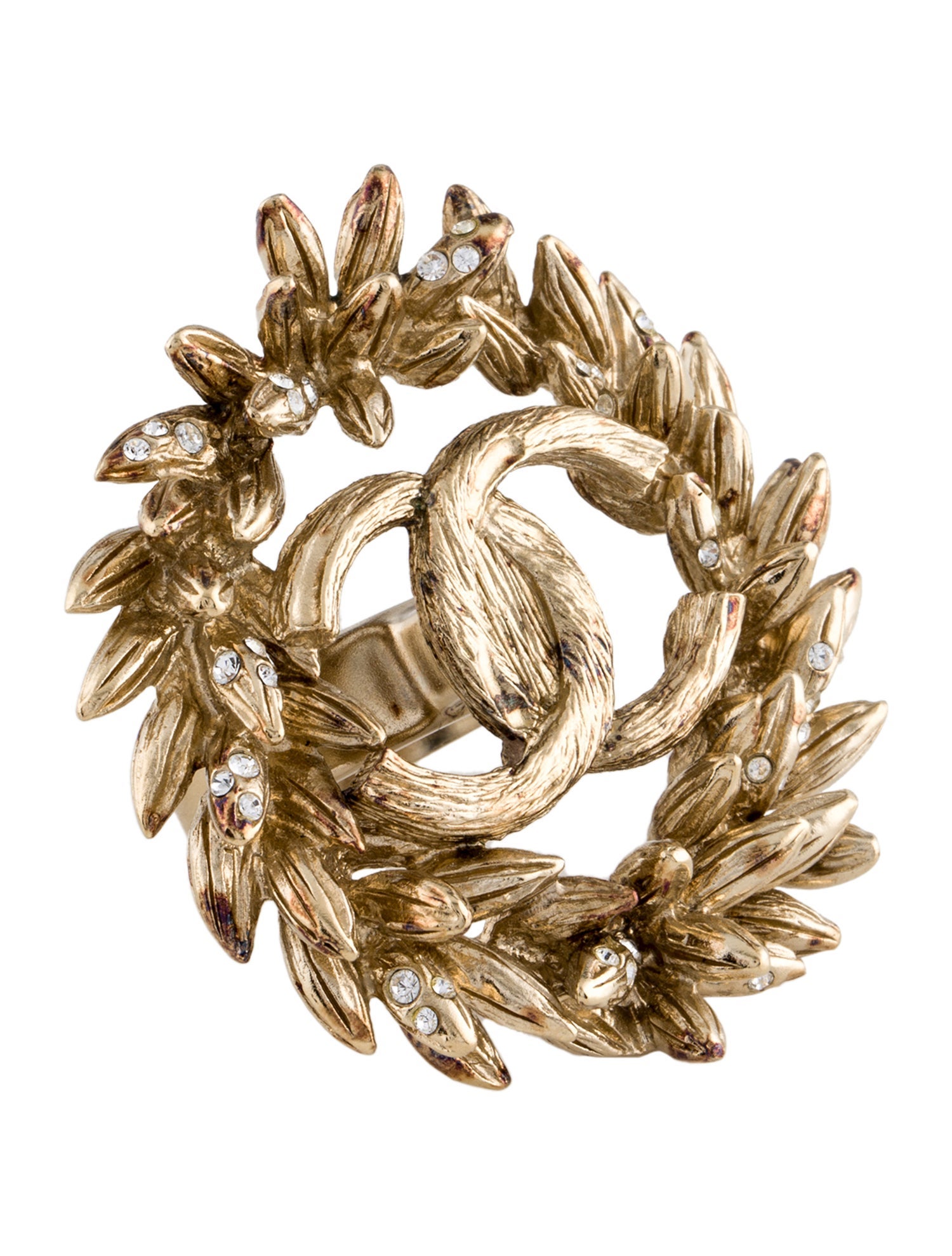 Chanel Strass CC Wheat Cocktail Ring - Gold-Plated Cocktail Ring, Rings ...