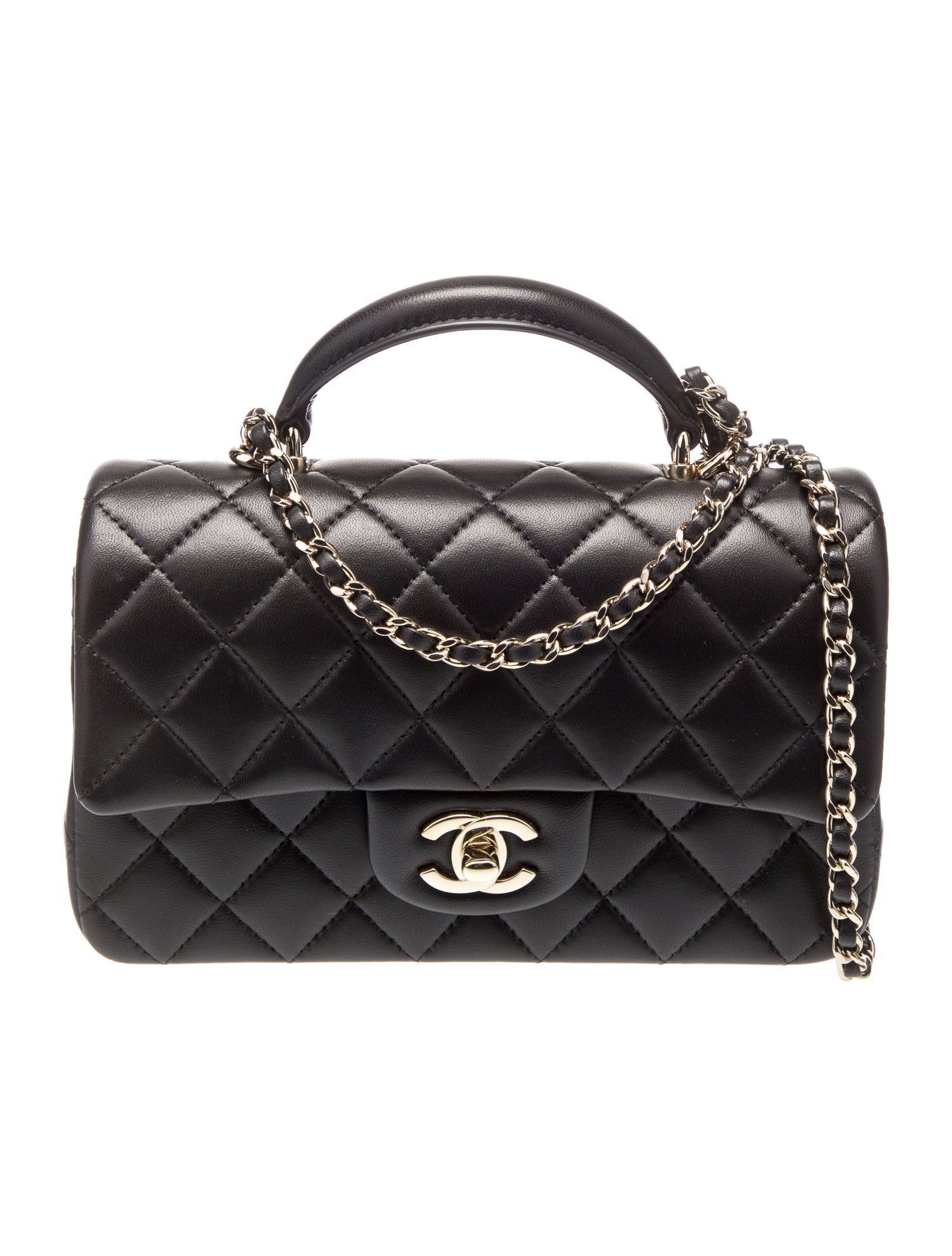 Chanel 2022 Rectangular Mini Top Handle Flap Bag w/Tags - Black Handle ...