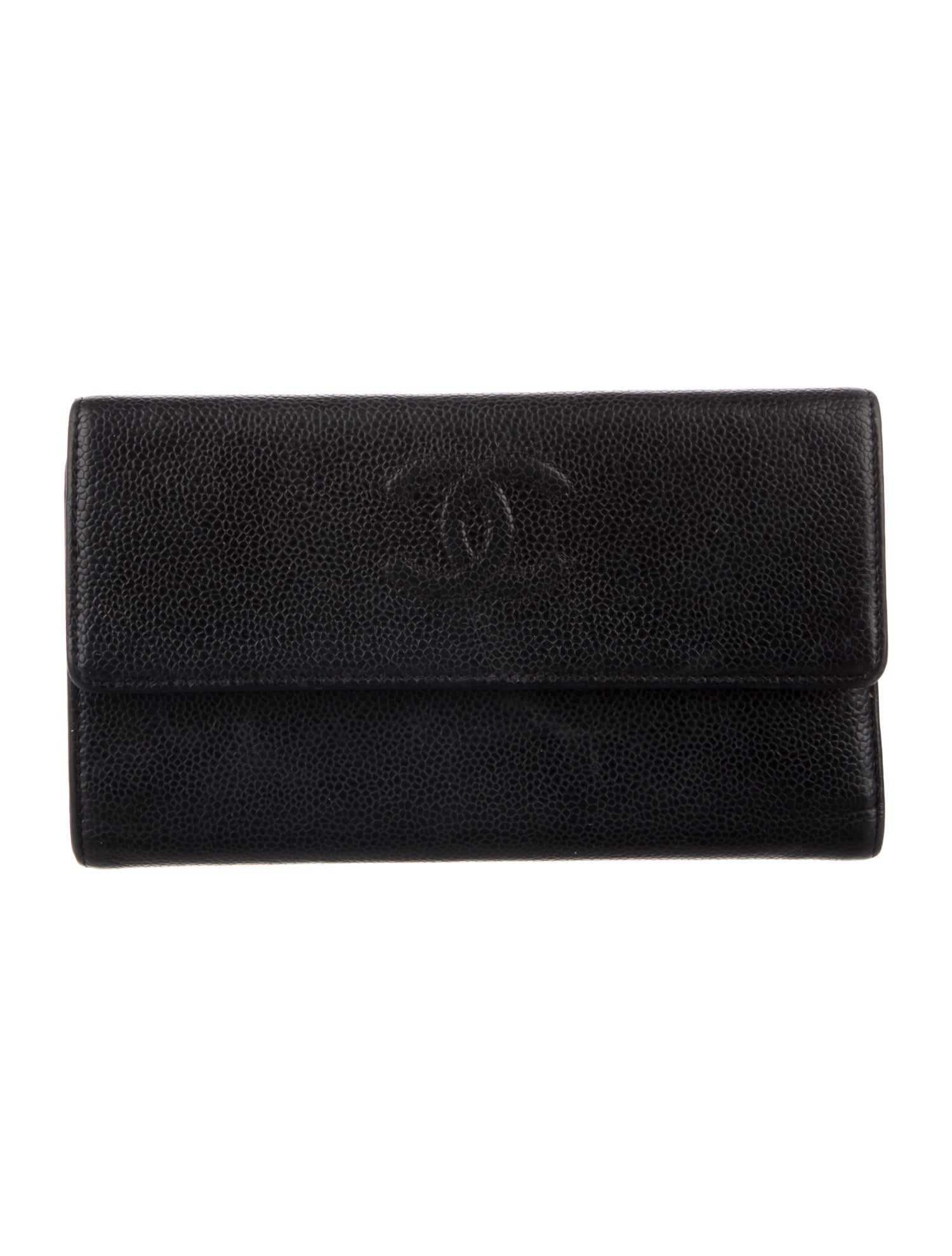 Chanel Timeless Continental Interlocking CC Logo Trifold Wallet - Black ...