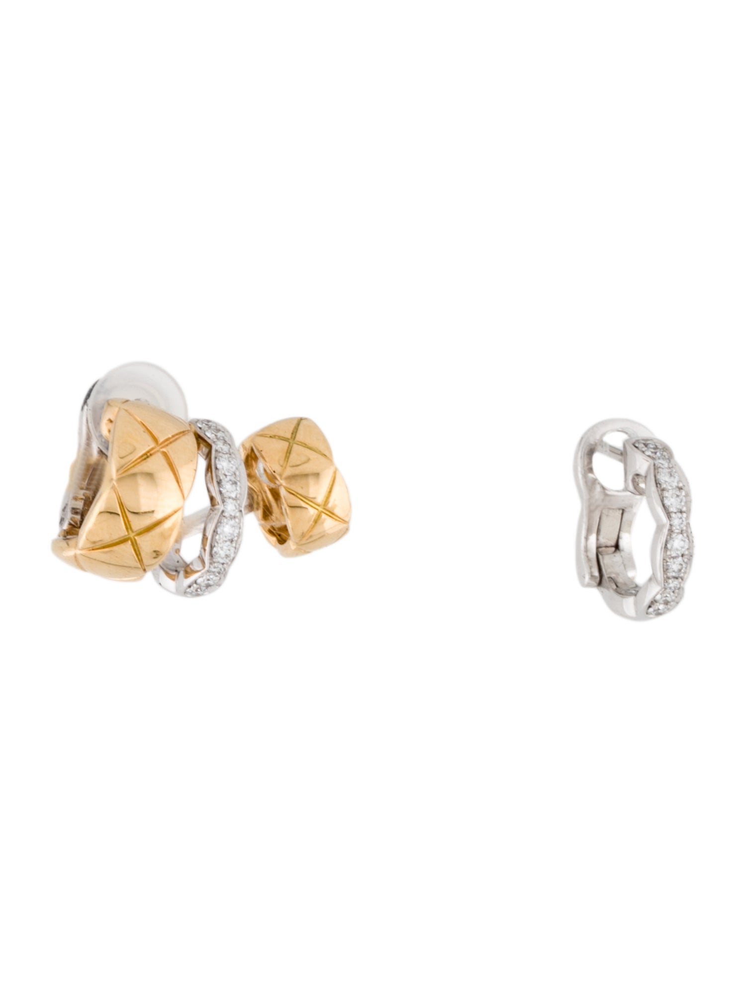Chanel 18K Diamond Coco Crush Earrings - 18K Yellow Gold Ear Cuff ...