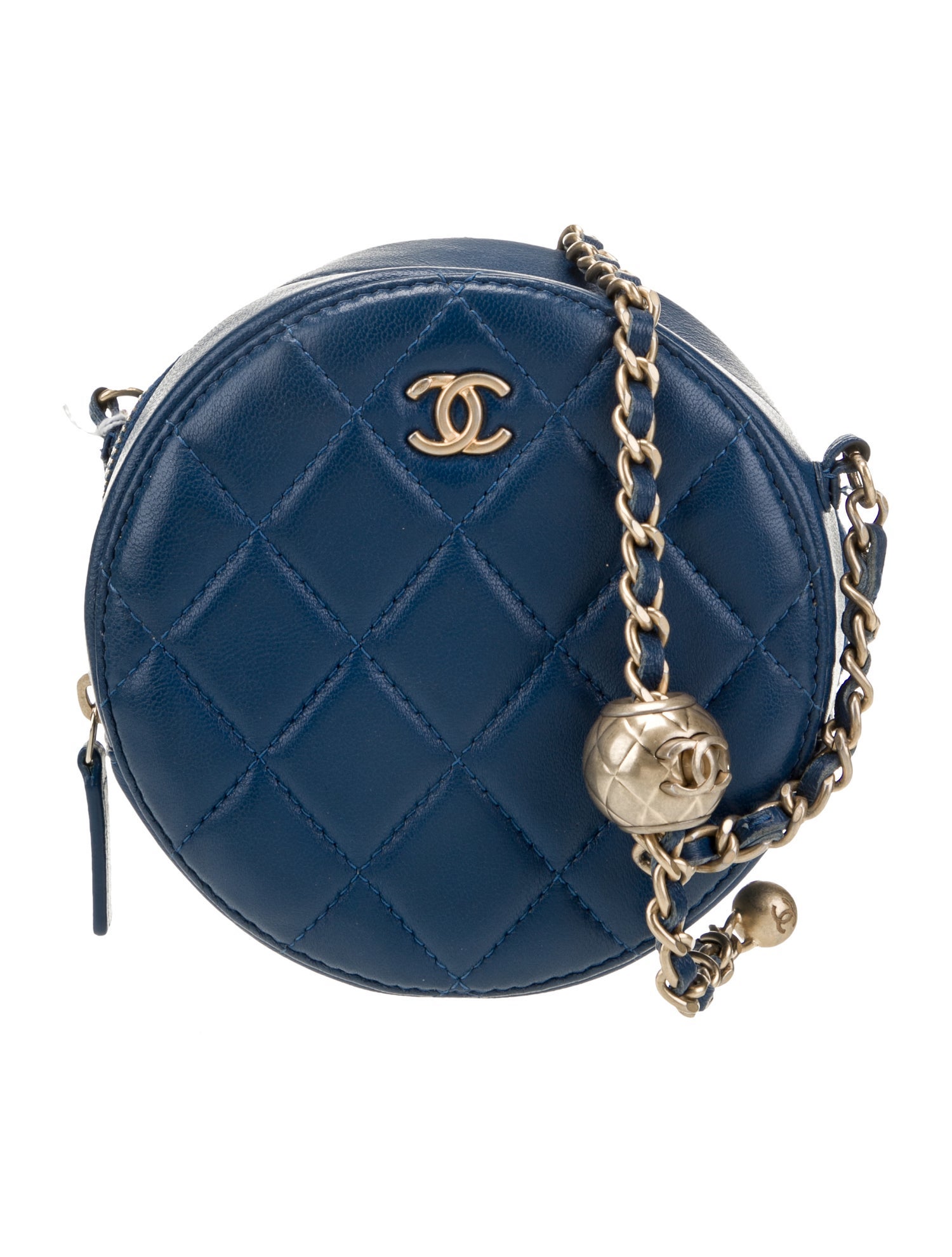 Chanel Pearl Crush Round Crossbody Bag - Blue Crossbody Bags, Handbags ...