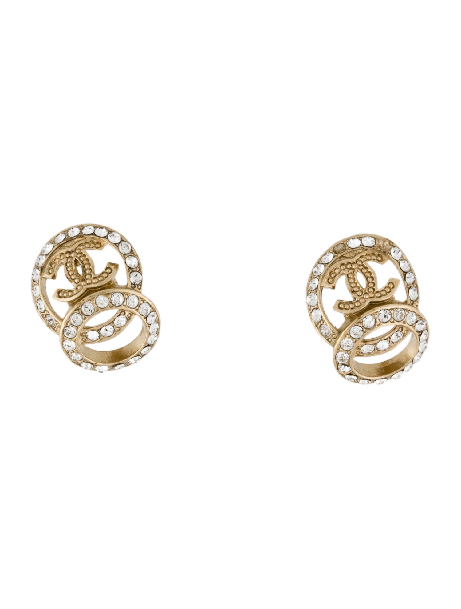 Chanel Strass CC Stud Earrings - Gold-Plated Stud, Earrings ...