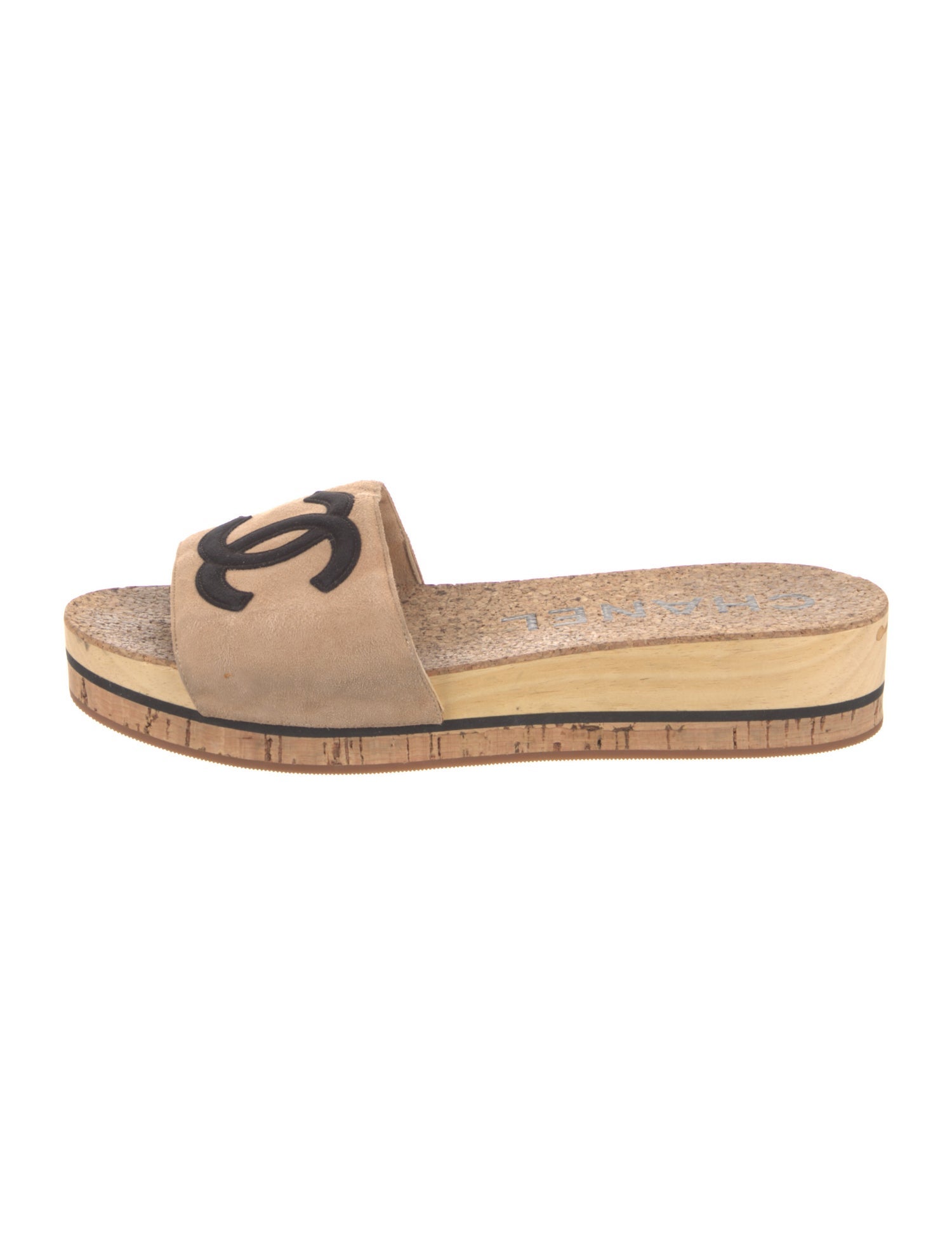 Chanel Suede Printed Slides - Neutrals Sandals, Shoes - CHA1187281 ...