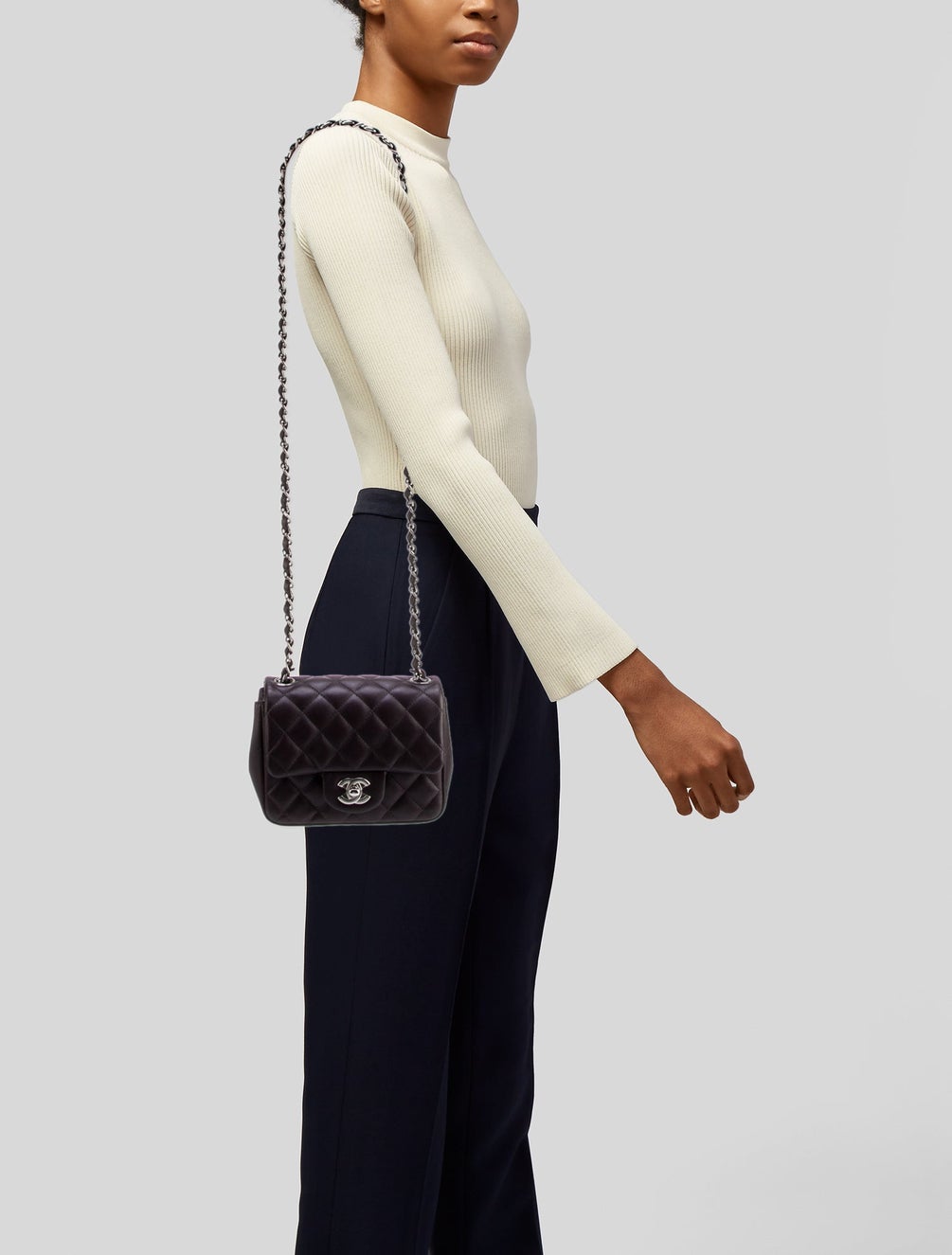 Chanel Mini Square Classic Flap Bag - Purple Crossbody Bags, Handbags ...