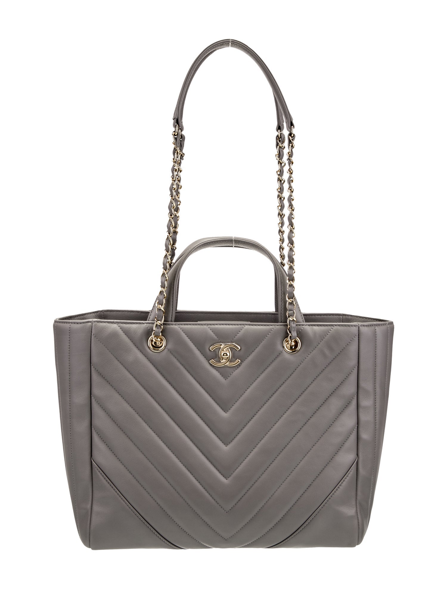 Chanel Chevron Statement Tote - Grey Totes, Handbags - CHA1191526 | The ...